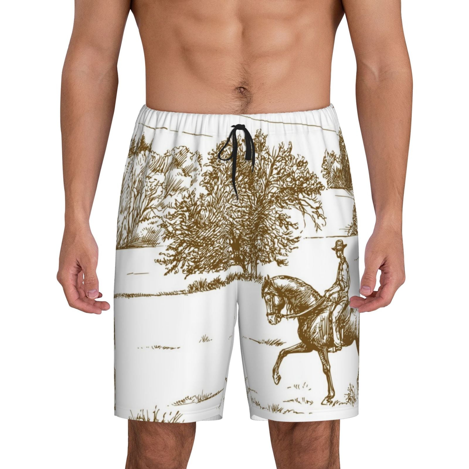 Naloa Horse Rider In Field Men's Short Pajama Pants, Pj Shorts, Lounge ...