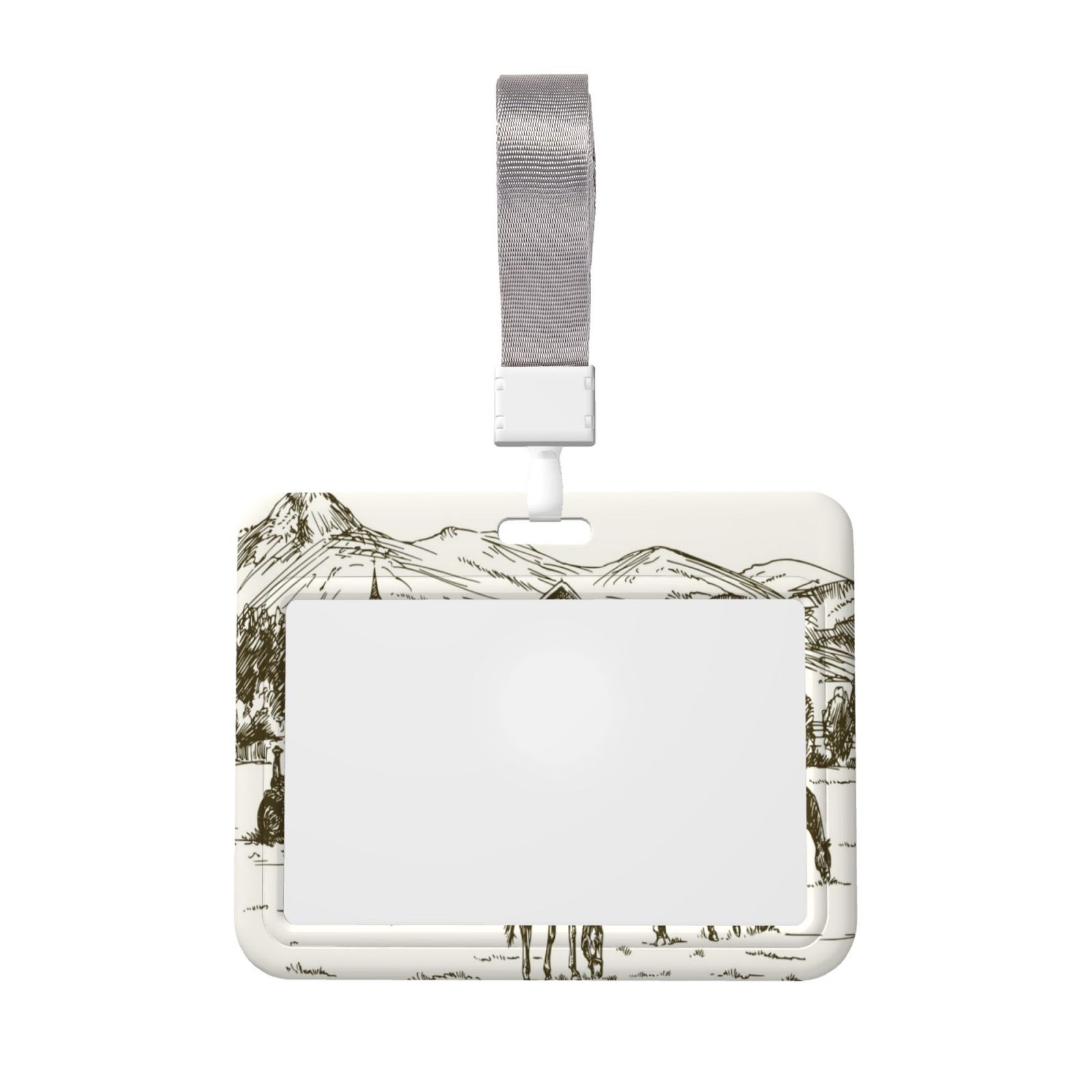 Naloa Horses Grazing On Meadow Card Badge Holder Work Badge Sleeve for ...