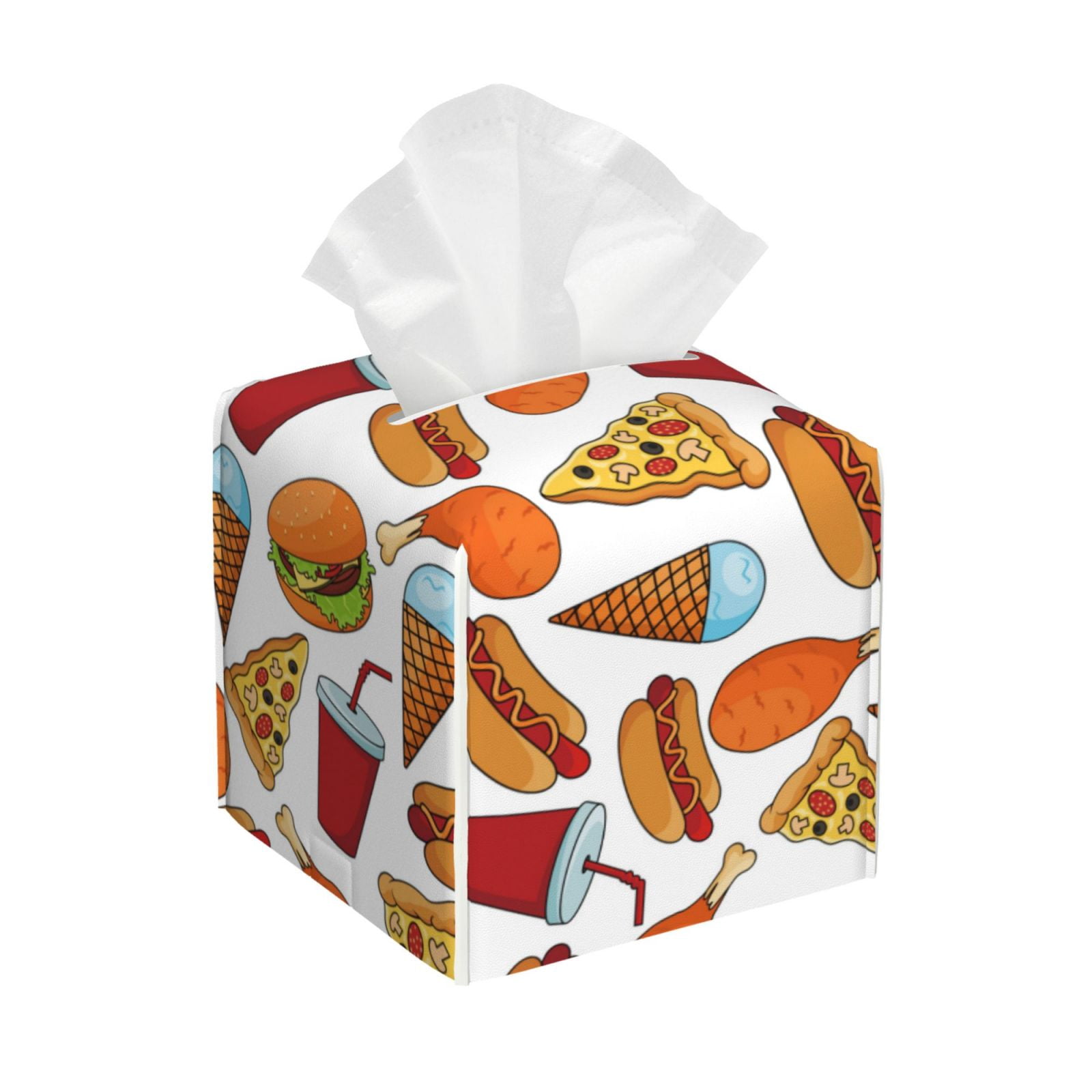 Naloa Hot Dog Burger Tissue Box CoverLeather Tissue Holder Square ...
