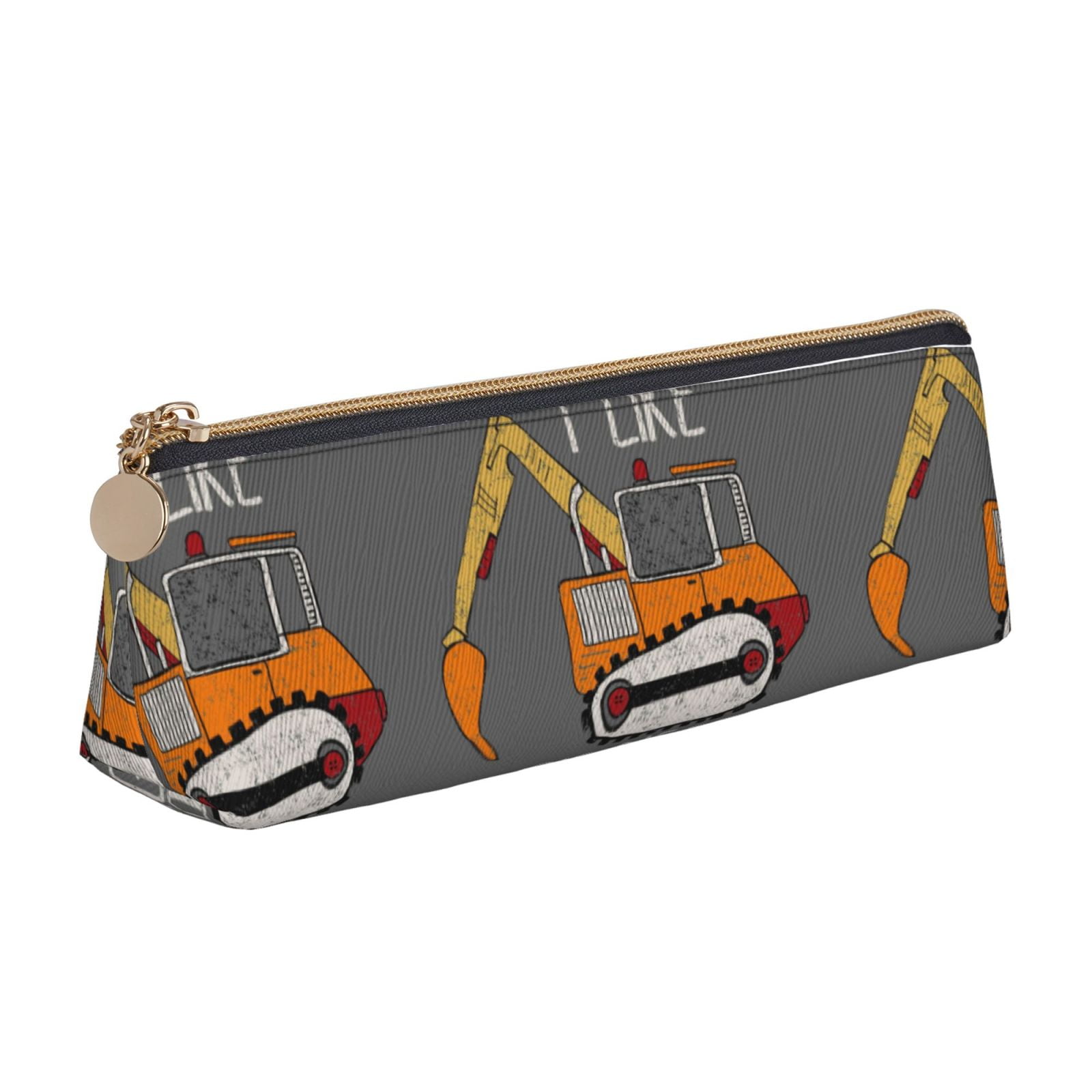 Naloa I Like Big Digger Print Leather Pencil Case - Portable Big ...