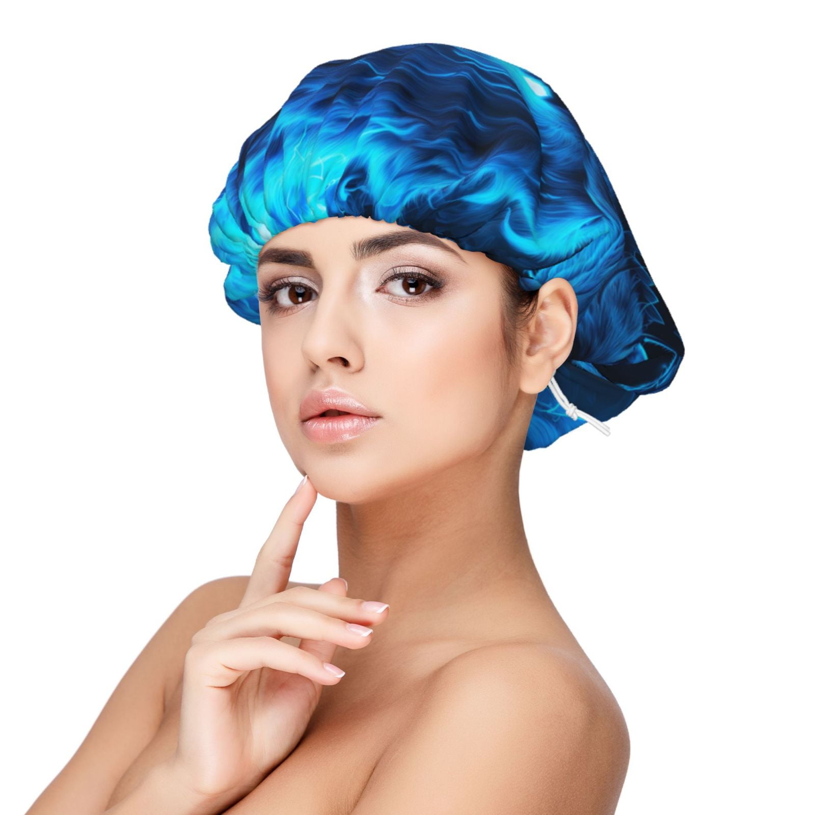 Naloa Ice Blue Fire Wolf Adjustable Hair Bonnet for Sleeping, Hair Wrap ...
