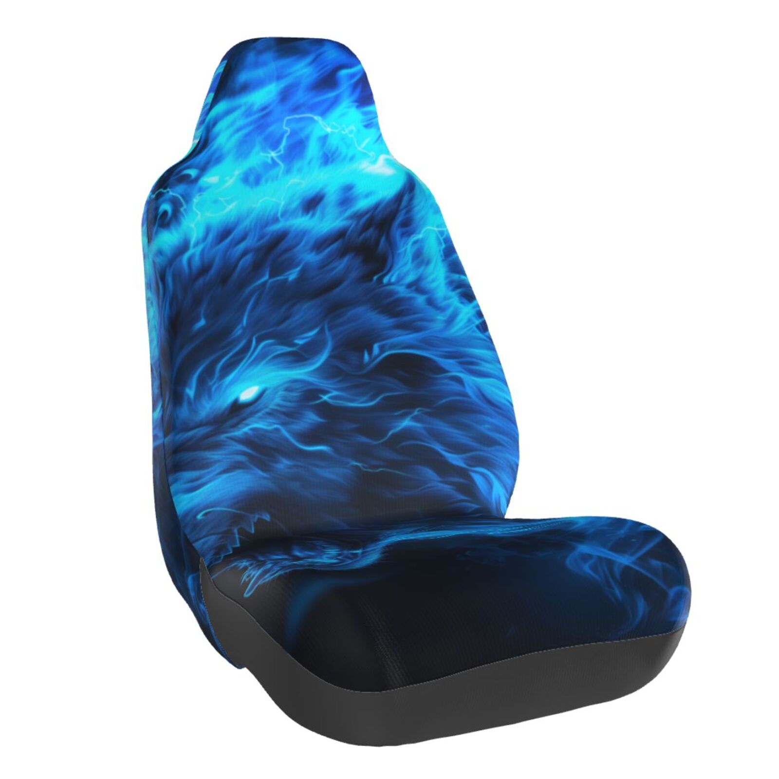 Naloa Ice Blue Fire Wolf Car Seat Covers Universal Front Seat Coves for ...