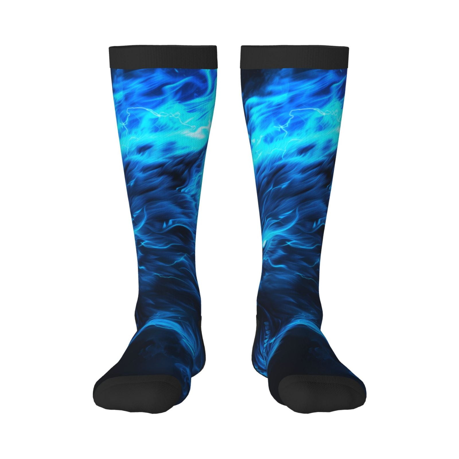 Naloa Ice Blue Fire Wolf Thigh High Socks Extra Long Stretchy Sock ...
