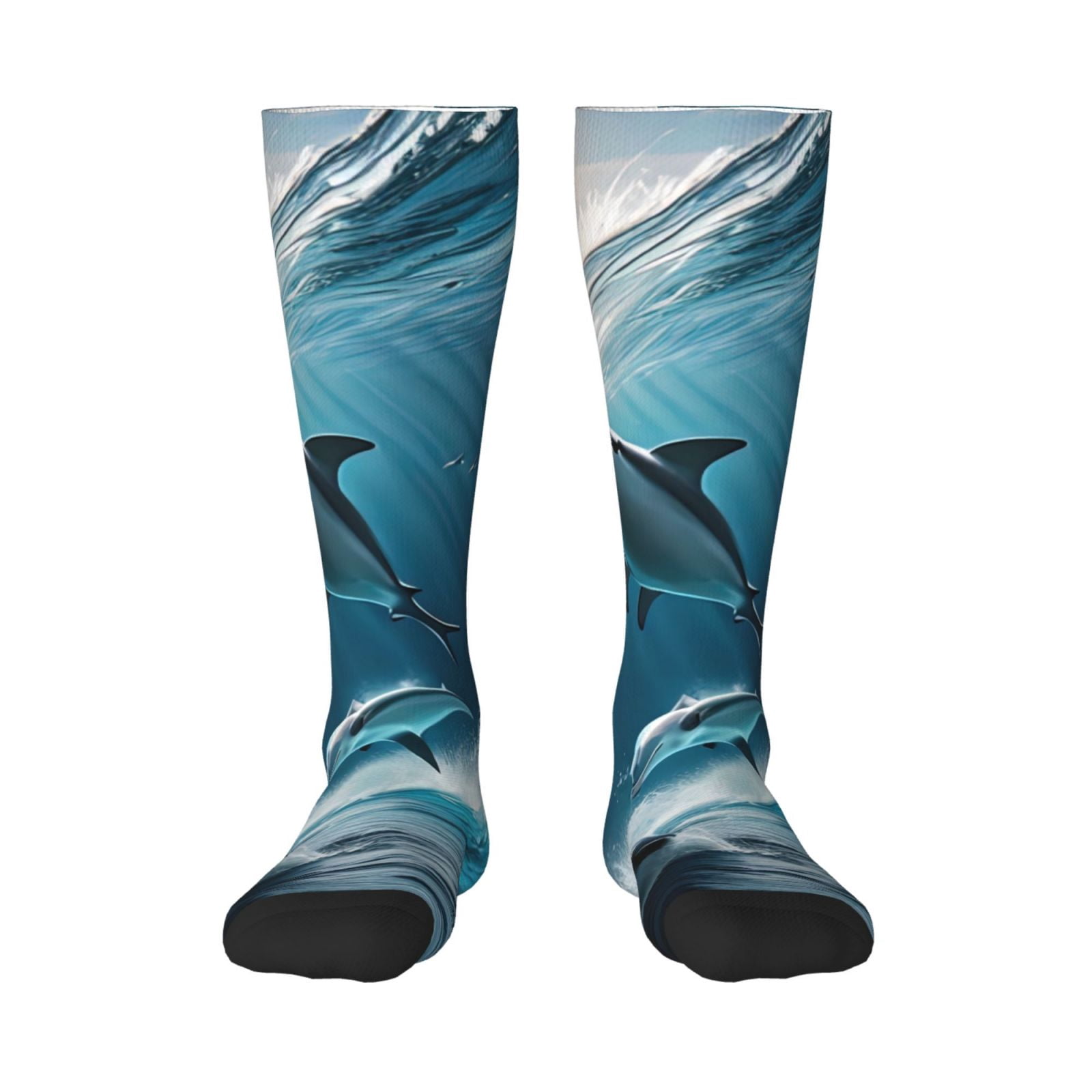 Naloa Ice Blue Ocean Cute Dolphin A Thigh High Socks Extra Long ...