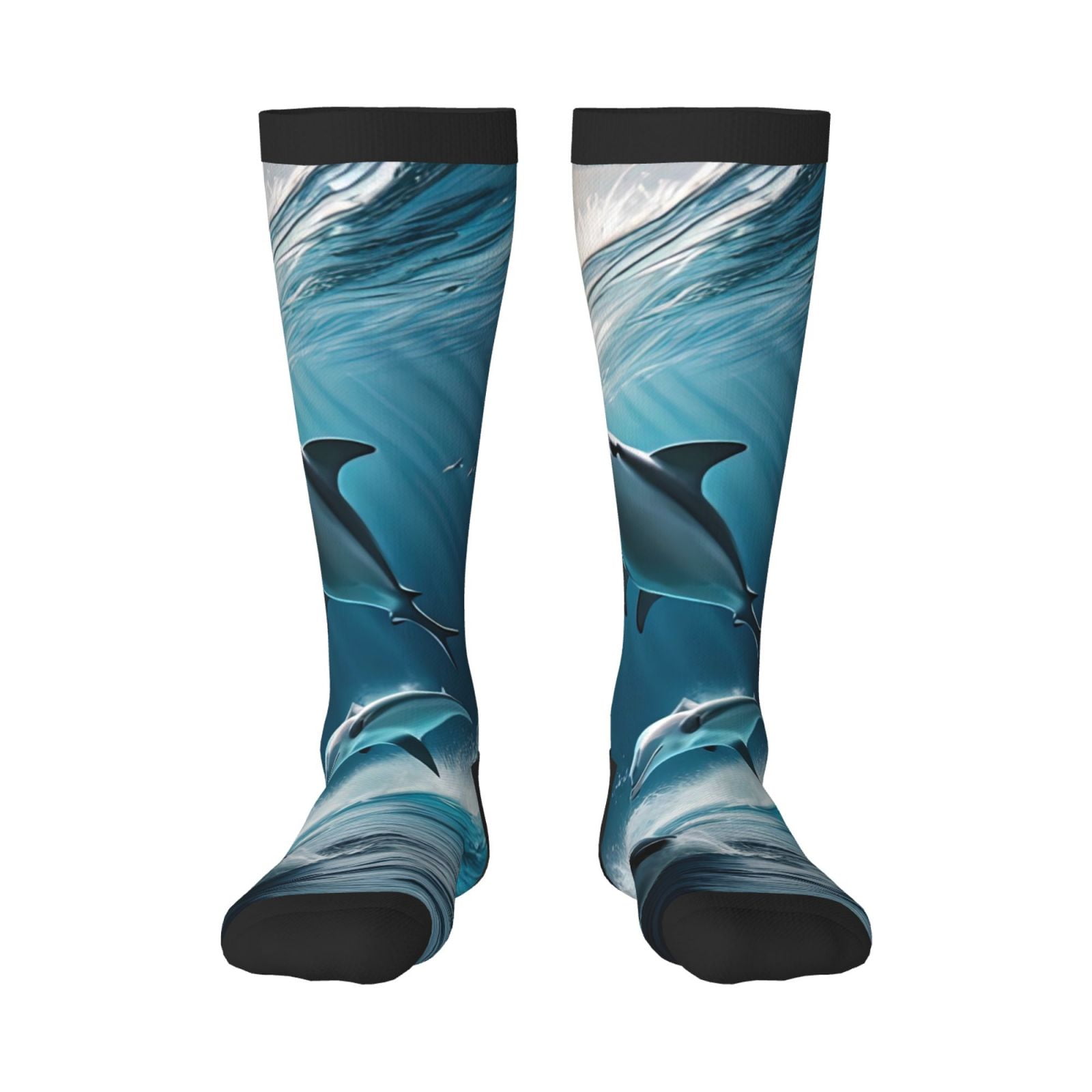 Naloa Ice Blue Ocean Cute Dolphin A Thigh High Socks Extra Long ...