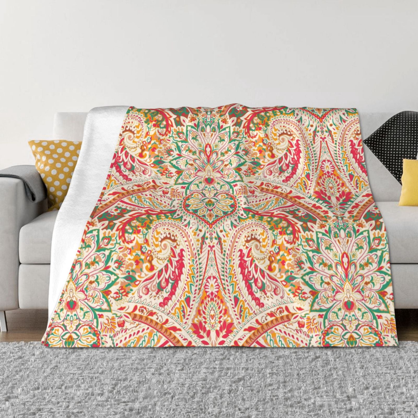 Naloa Indian Paisley 1 Flannel Blankets - Thick and Warm Blanket for ...
