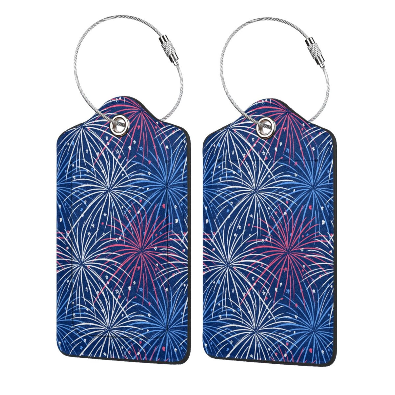 Naloa Ireworks In The Night Sky Luggage Tag for Suitcase Leather ...