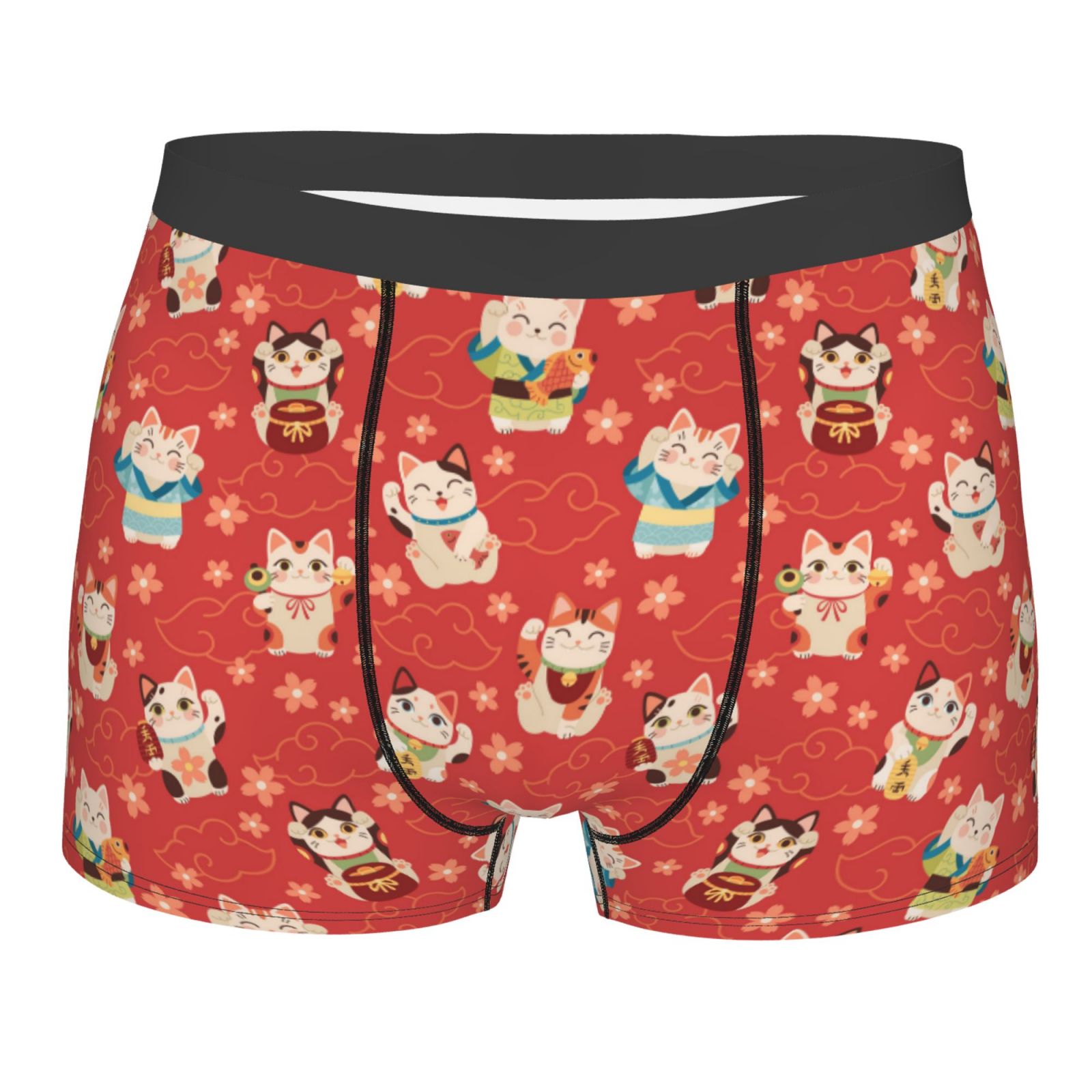 Naloa Japanese Maneki Cats Print Mens Underwear - Boxers for Men ...