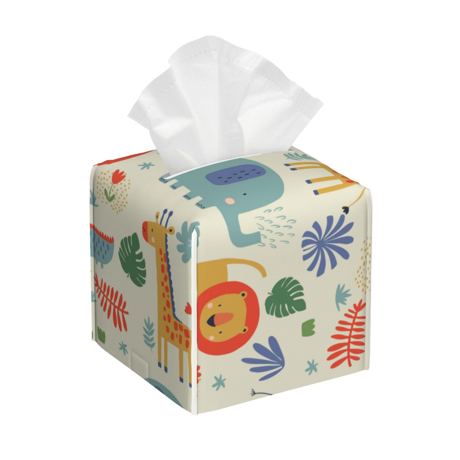 Naloa Jungle Animals Tissue Box Cover Leather Tissue Holder Square ...