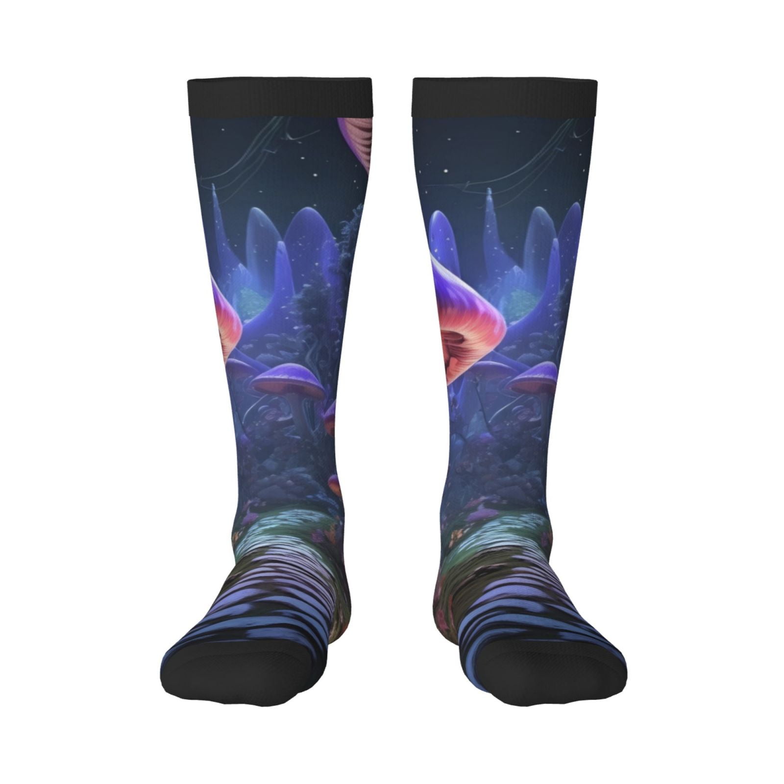 Naloa Jungle Path Glowing Mushrooms Thigh High Socks Extra Long ...
