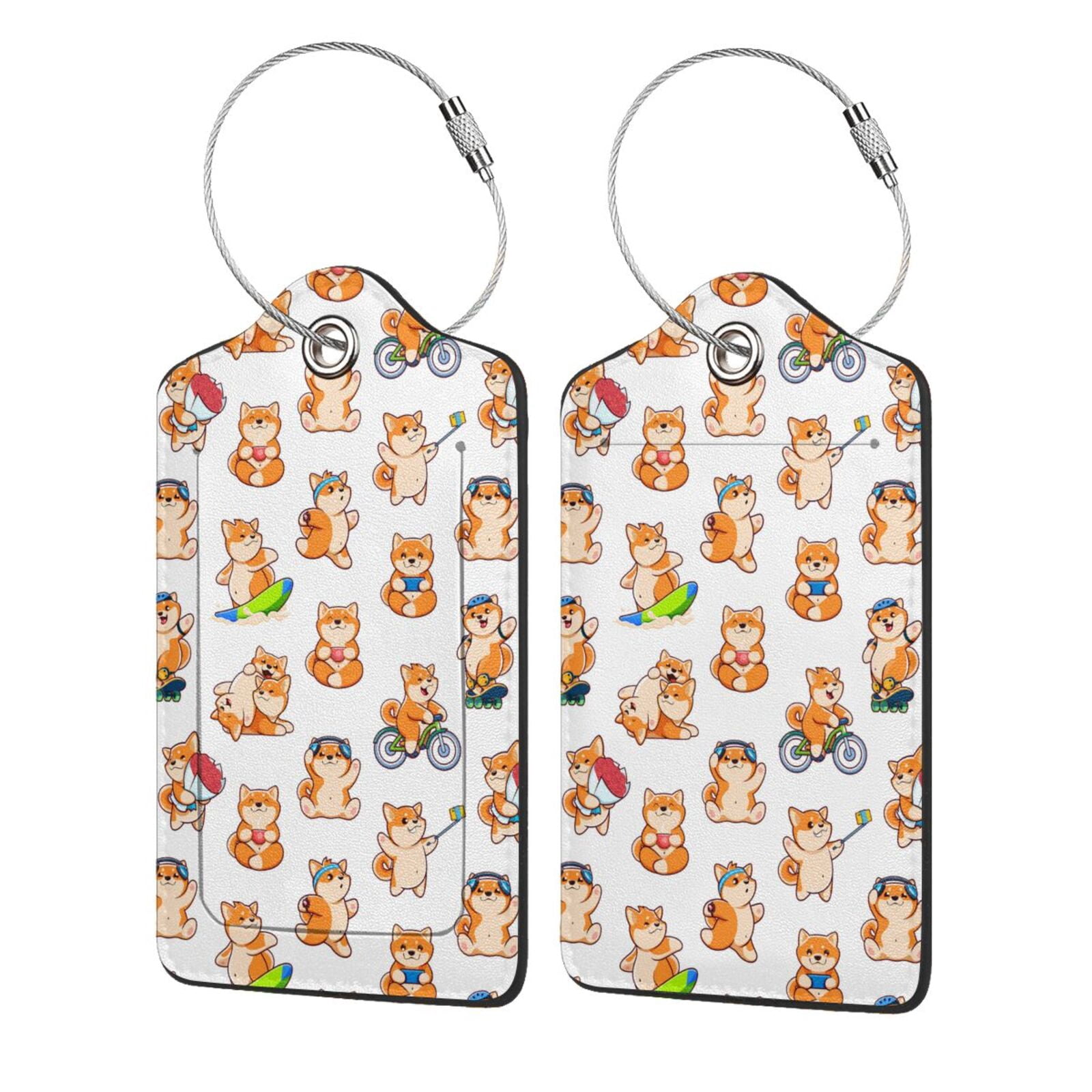 Naloa Kawaii Shiba Dog Luggage Tag for Suitcase Leather Baggage Tag ...
