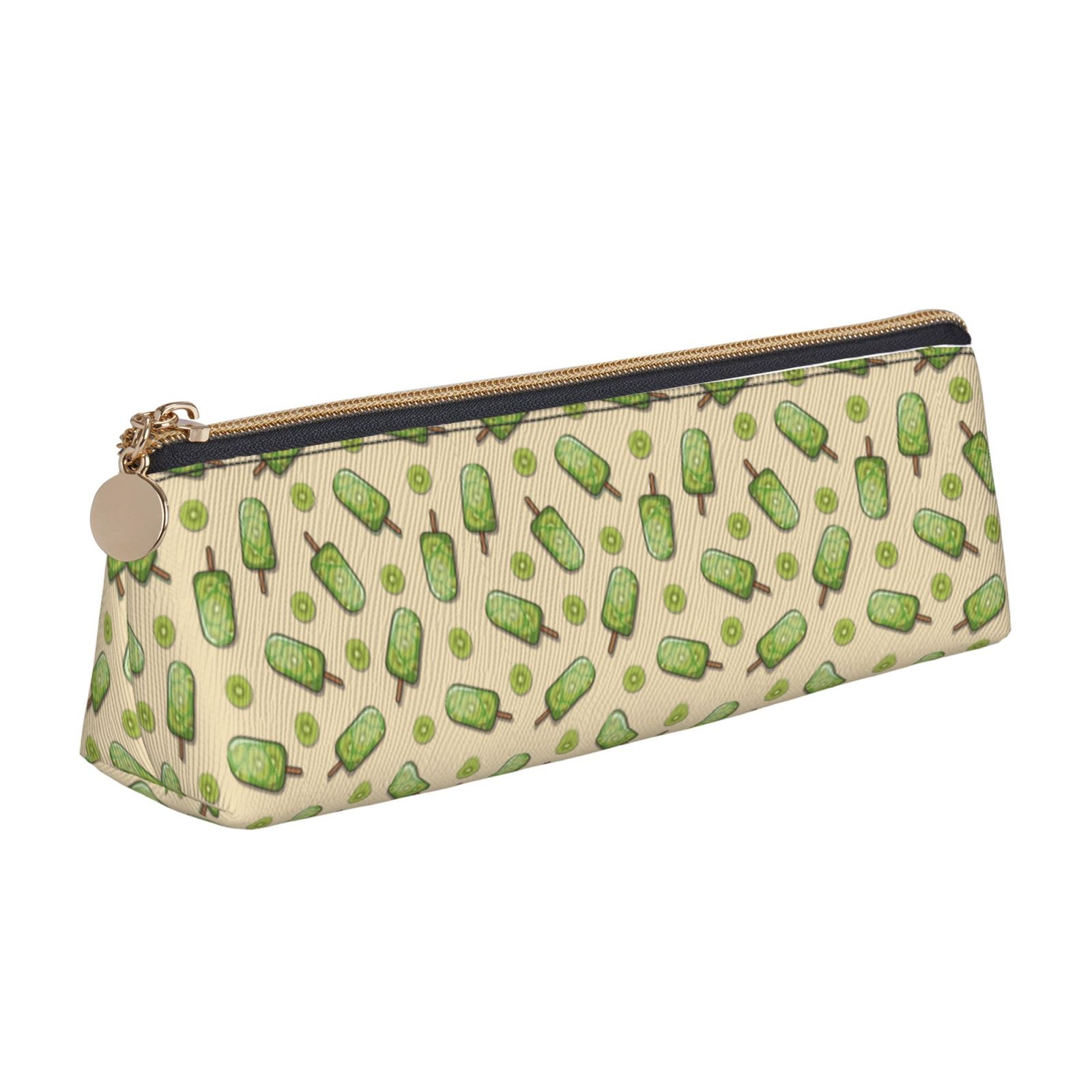 Naloa Kiwi Ice Cream Print Leather Pencil Case - Portable Big Capacity ...