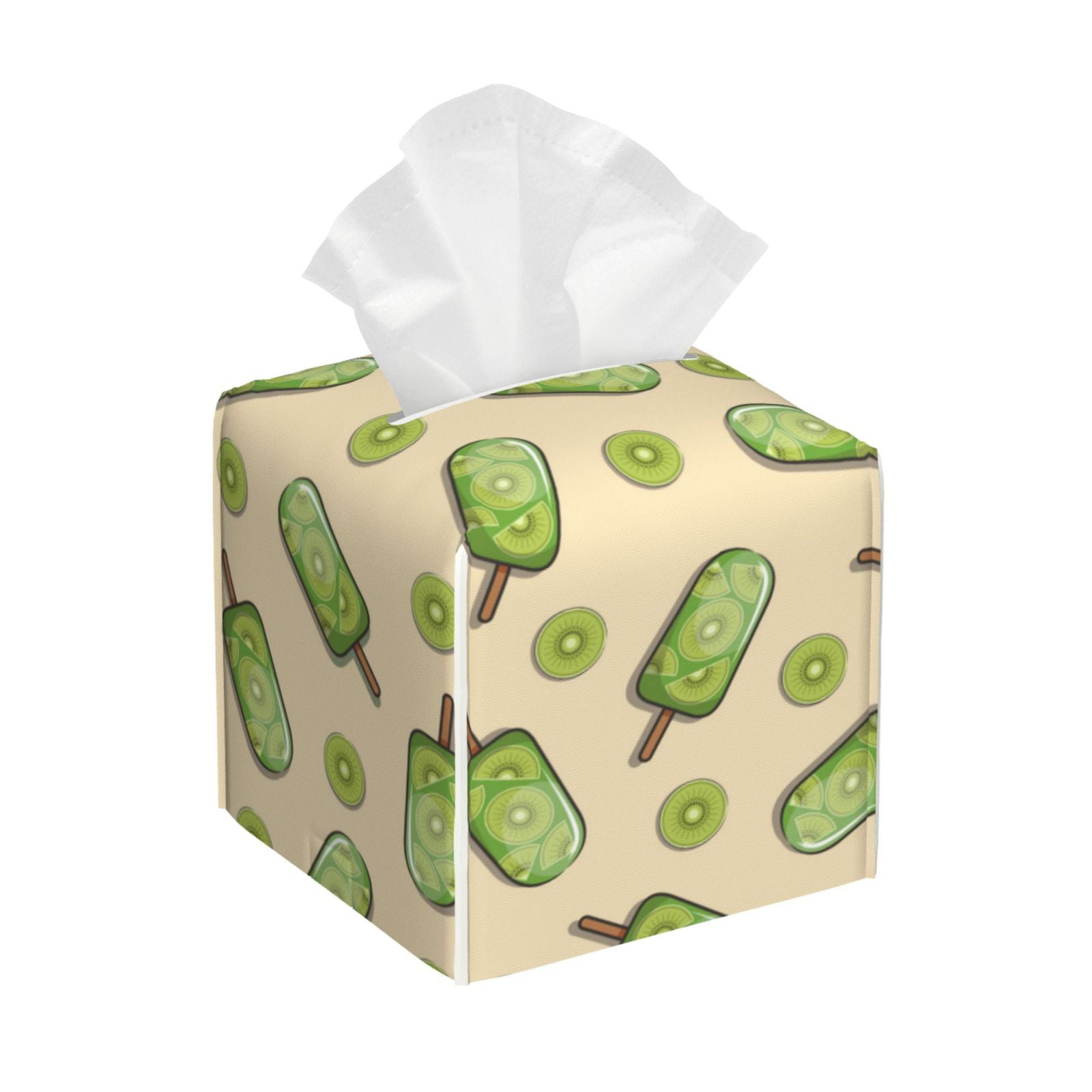 Naloa Kiwi Ice Cream Tissue Box CoverLeather Tissue Holder Square ...