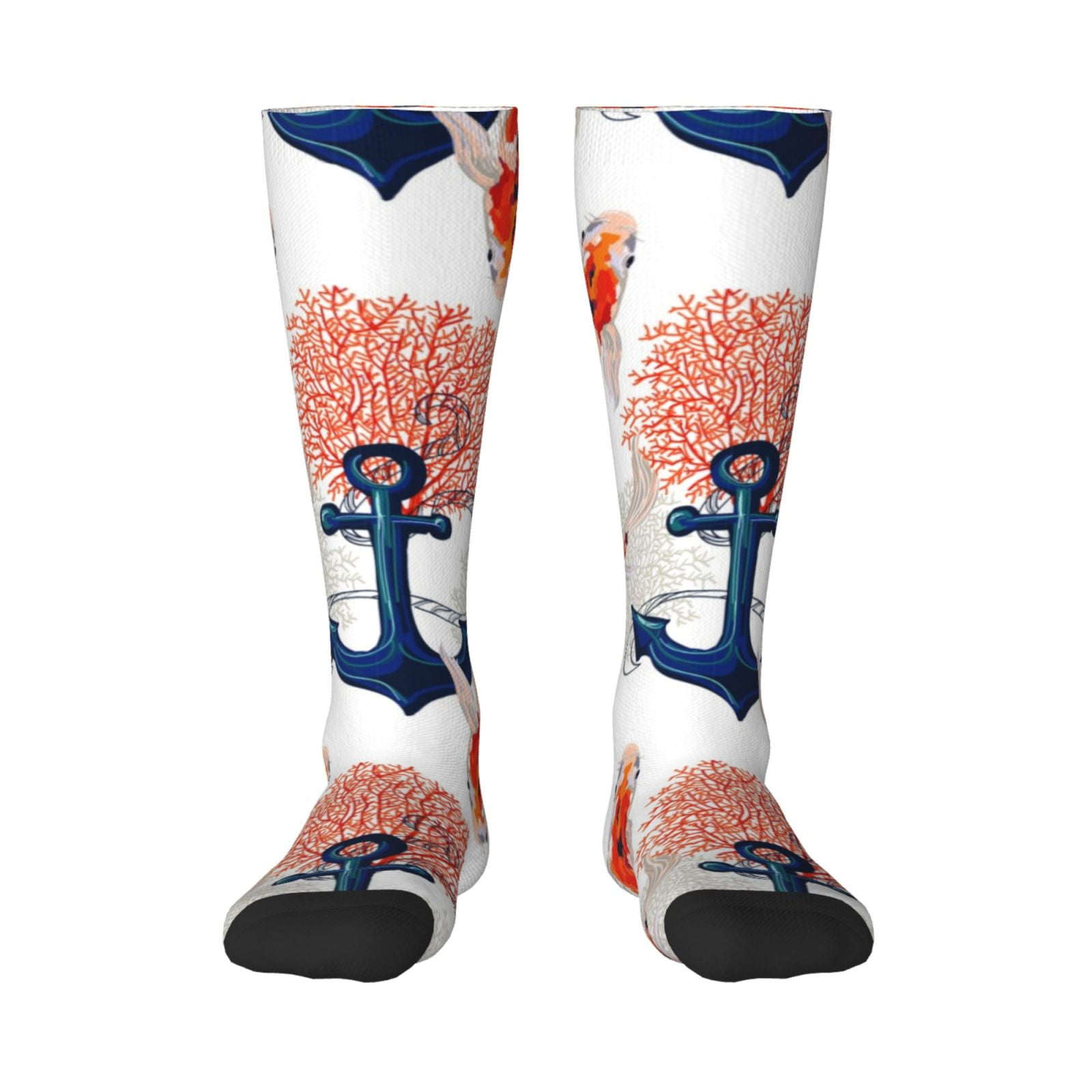 Naloa Koi Fish And Corals Thigh High Socks Extra Long Stretchy Sock ...