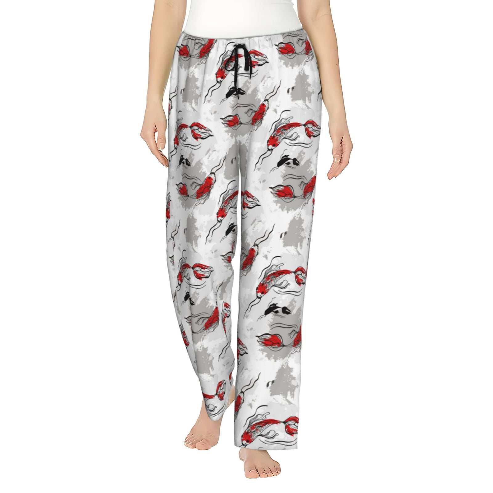 Naloa Koi Fish Print Women’s Ultra-Soft Comfy Pajama Lounge Pants with ...