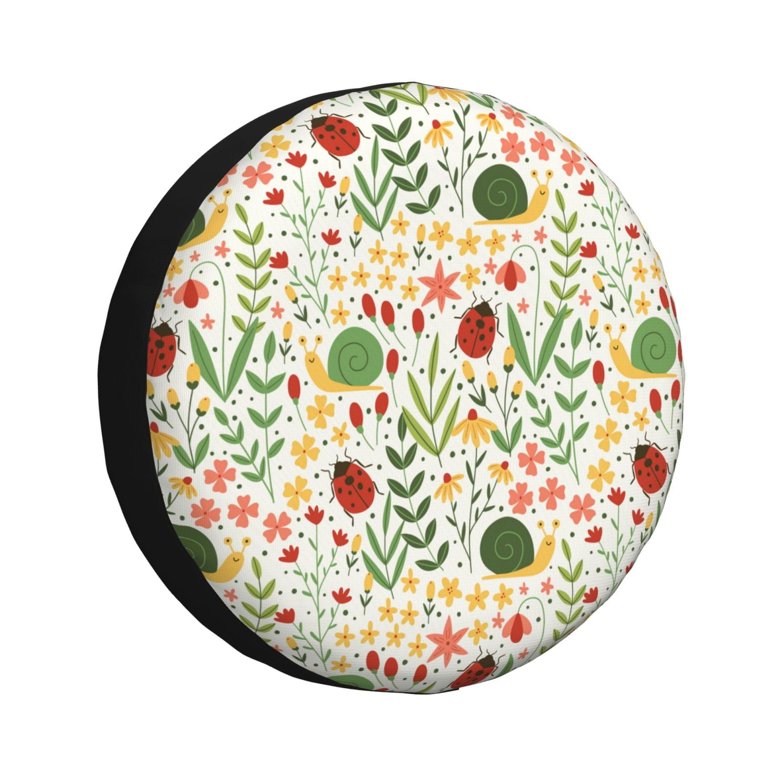 Naloa Ladybug And Wild Flowers PVC Leather Spare Tire Wheel Cover Spare ...