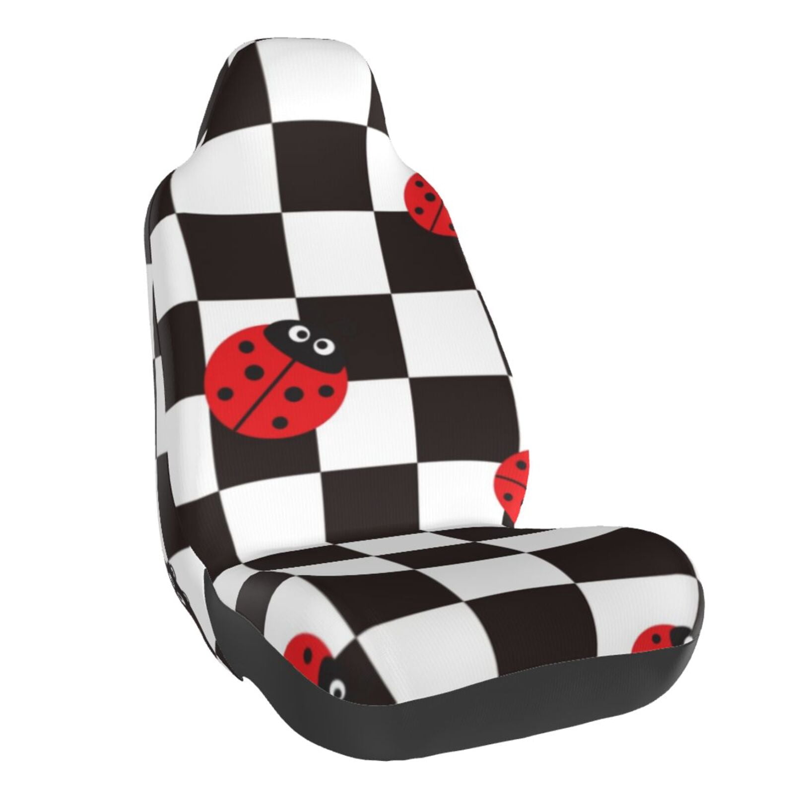 Naloa Ladybugs Of Black And White Checkers Car Seat Covers Universal ...