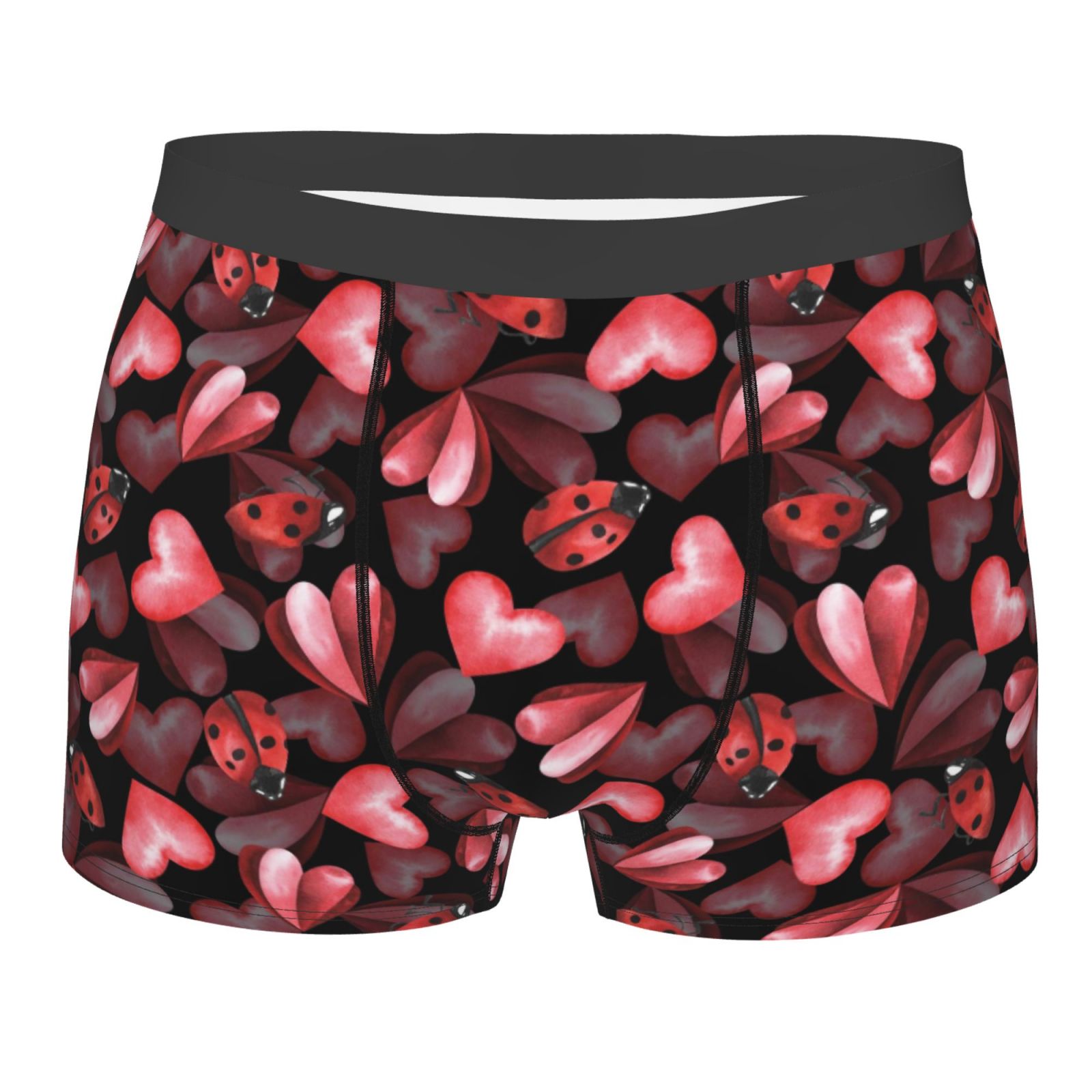 Naloa Ladybugs and Red Hearts Print Mens Underwear - Boxers for Men ...