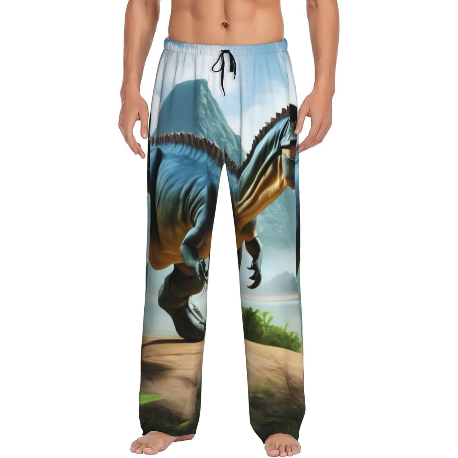 Naloa Lake Forest Dinosaur A Pajama Pants Men, PJ Bottoms, Sleep ...