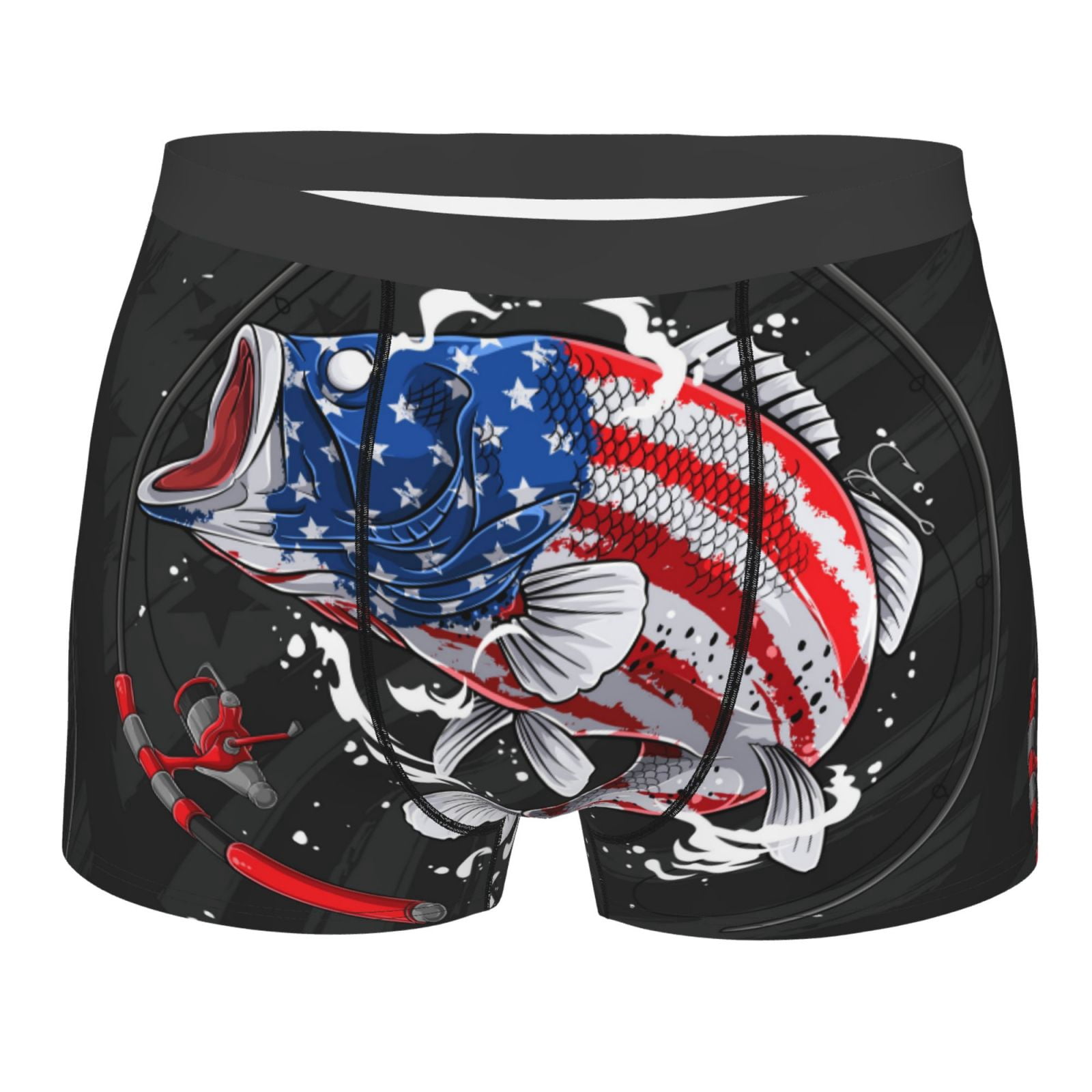 Naloa Largemouth Bass Fish in USA Print Mens Underwear - Boxers for Men ...