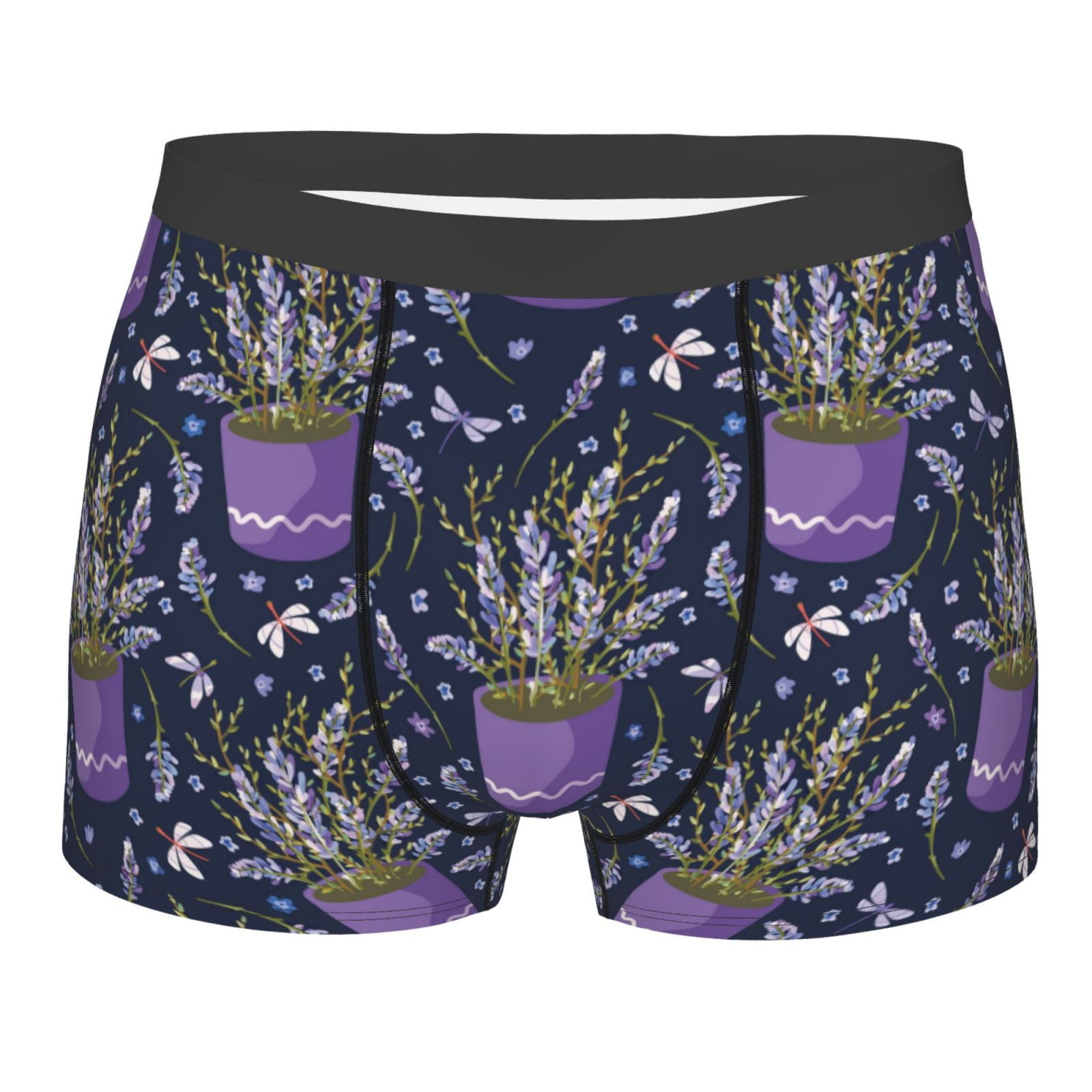 Naloa Lavender Flowers Print Mens Underwear - Boxers for Men, Classic ...