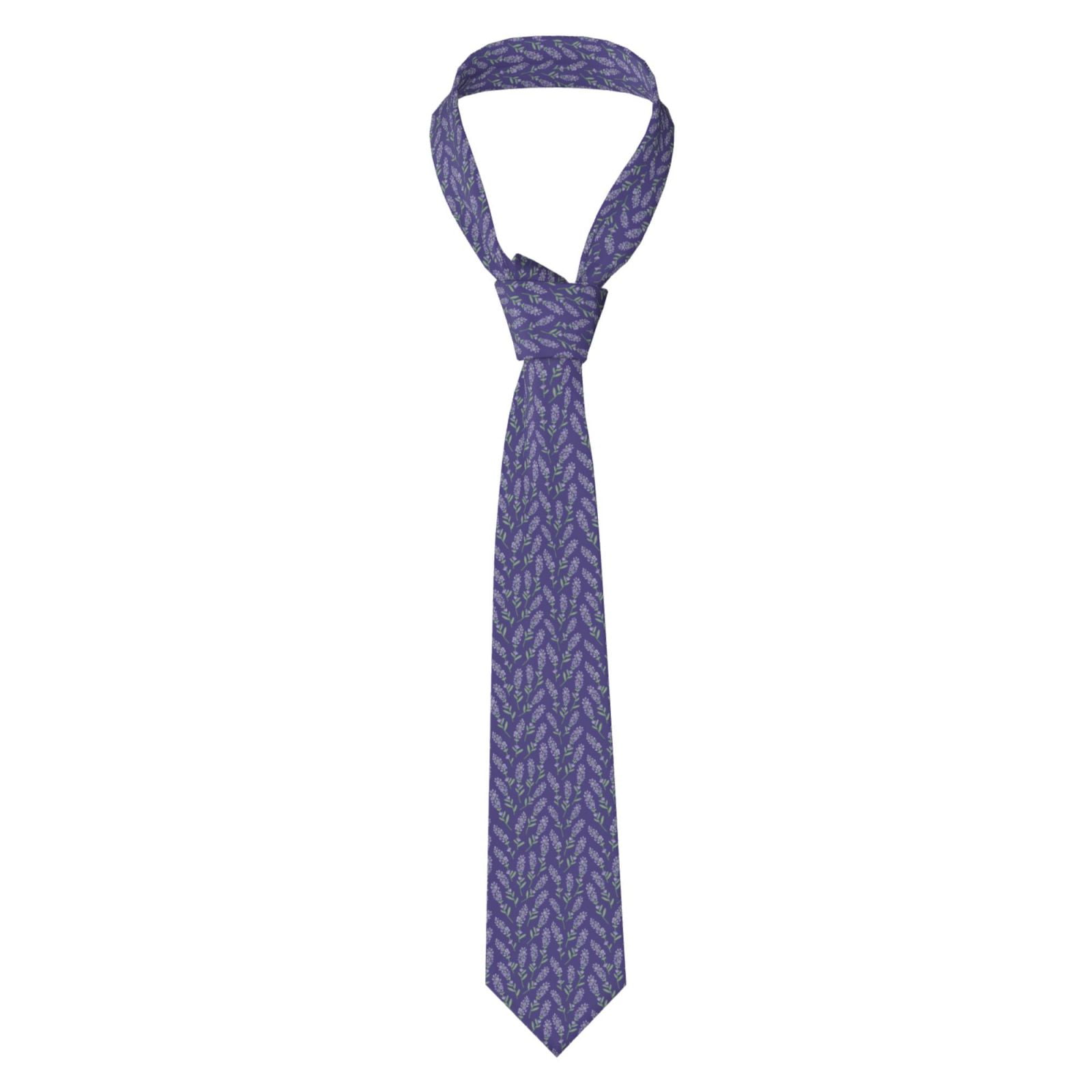 Naloa Lavender Flowers Print Solid Color Tie Formal Necktie for Men ...