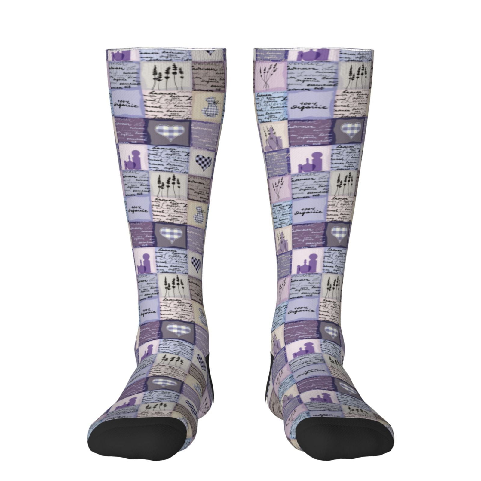 Naloa Lavender Flowers Thigh High Socks Extra Long Stretchy Sock Women ...
