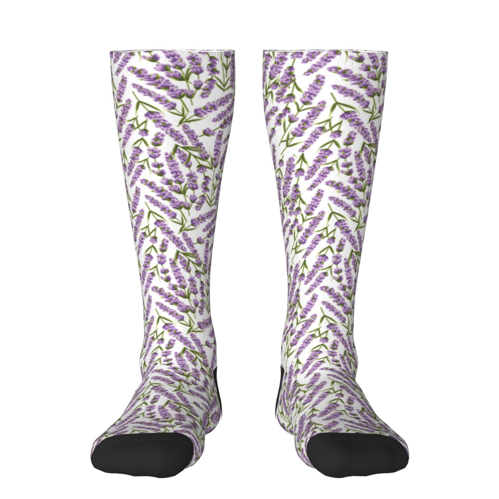 Naloa Lavender Flowers Thigh High Socks Extra Long Stretchy Sock Women ...
