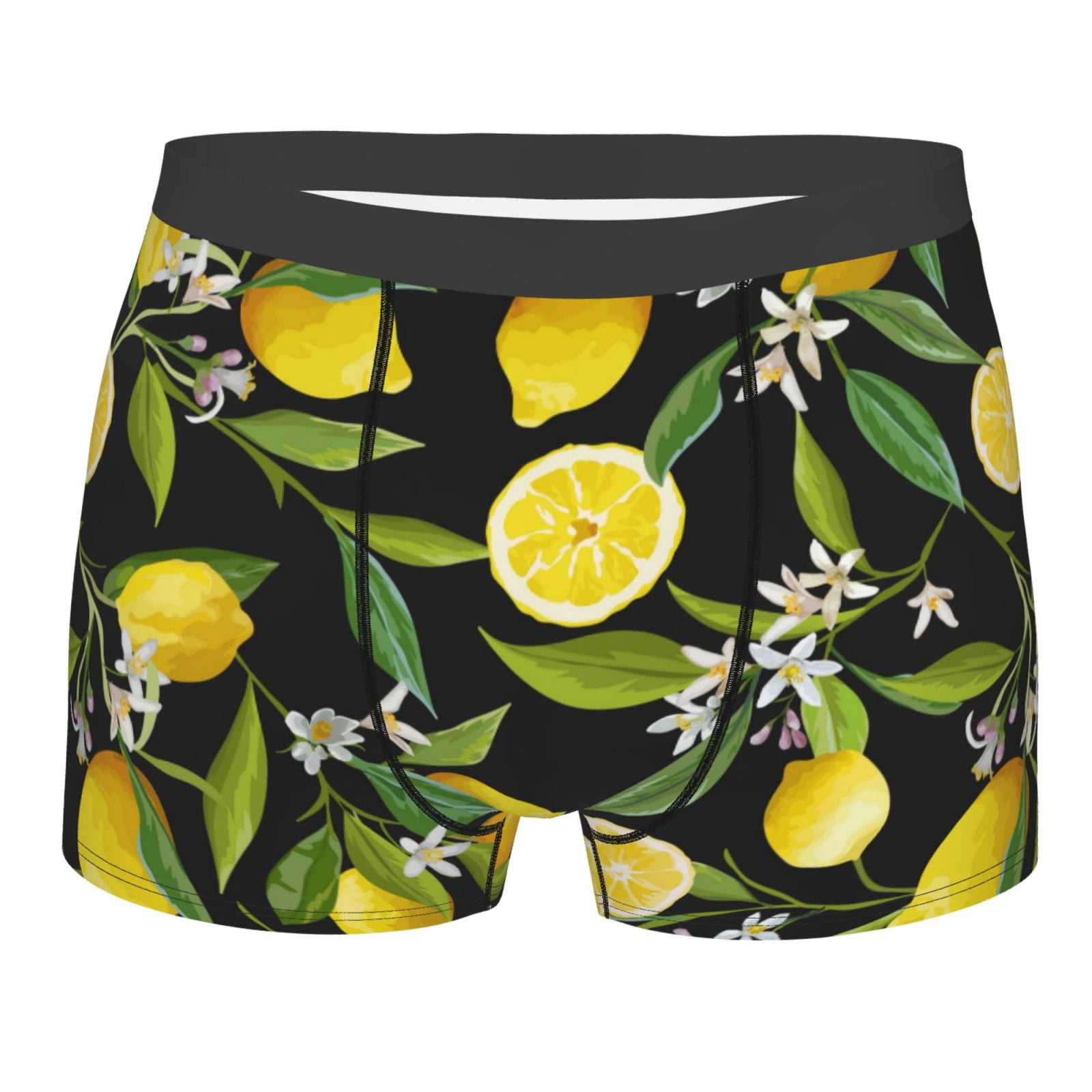 Naloa Lemon Fruits Flowers Leaves Print Mens Underwear - Boxers for Men ...