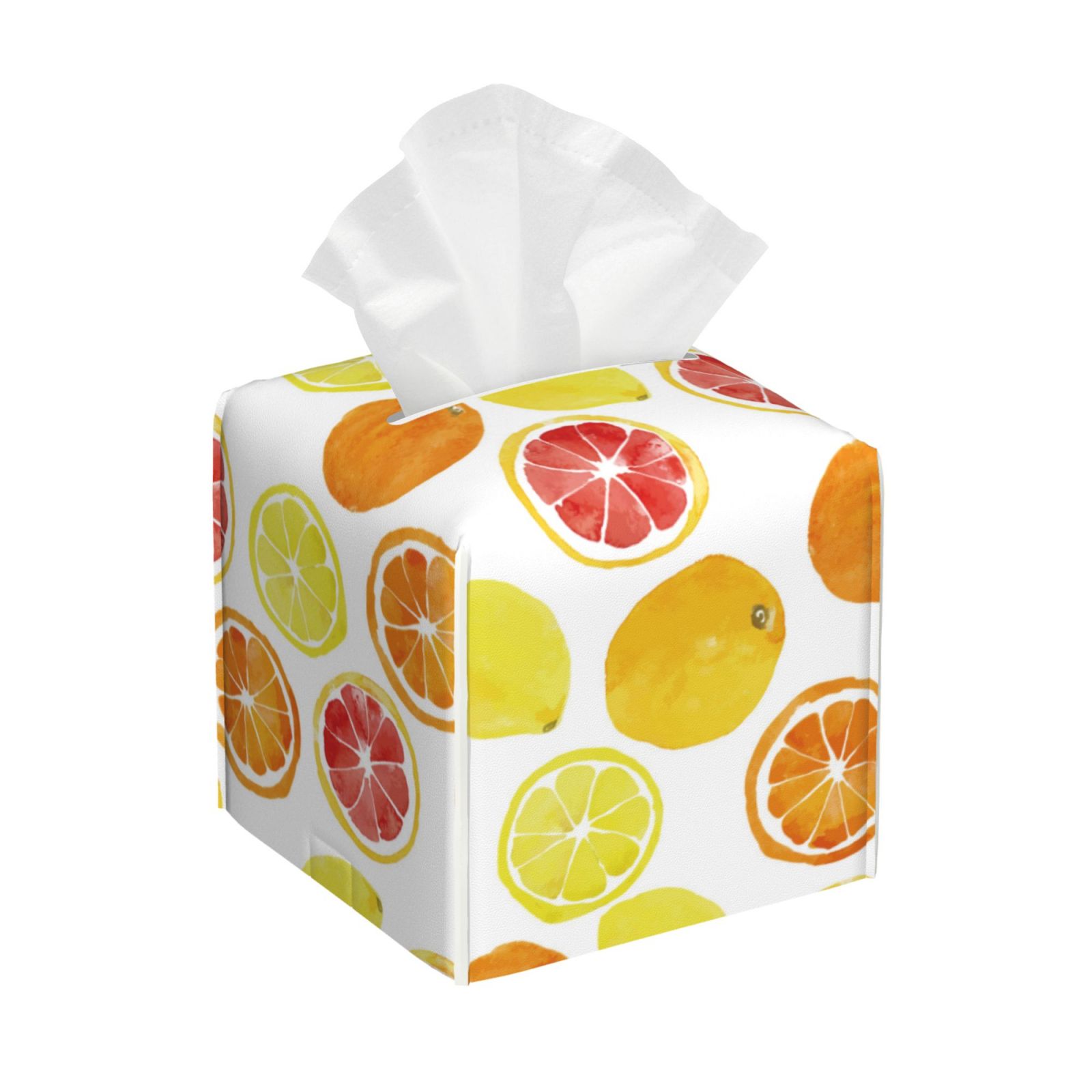 Naloa Lemon Orange Tissue Box CoverLeather Tissue Holder Square Facial ...