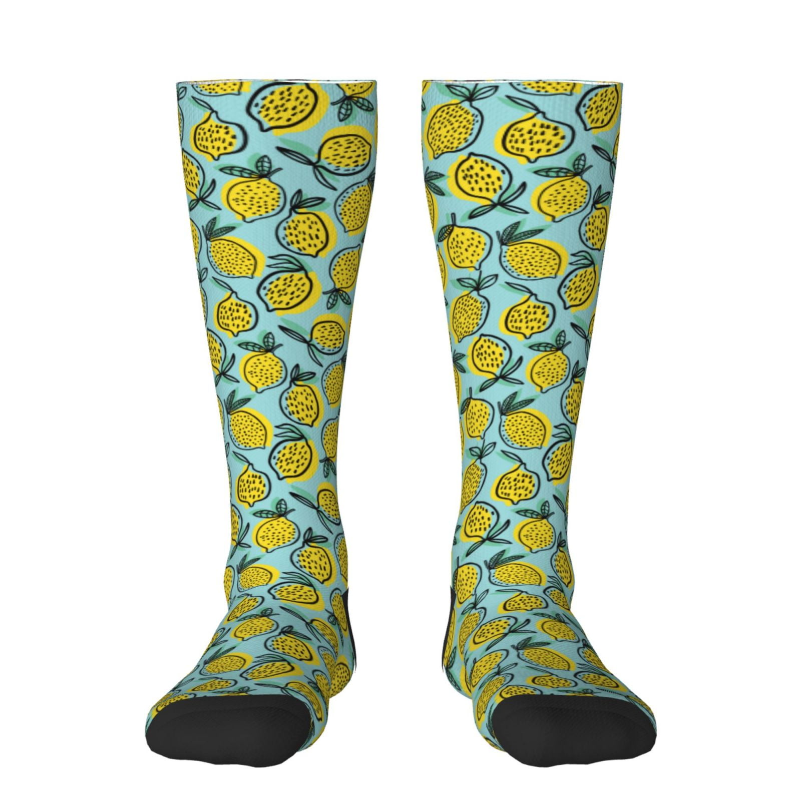 Naloa Lemon Thigh High Socks Extra Long Stretchy Sock Women Over Knee ...