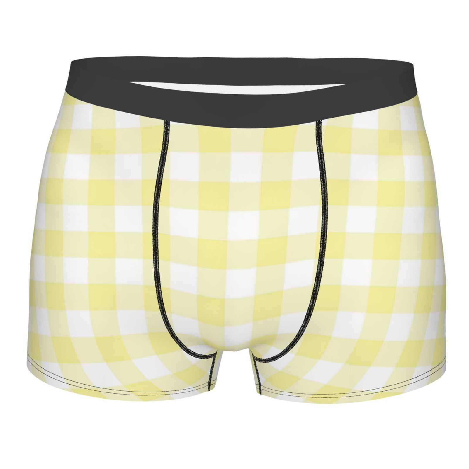 Naloa Lemon Yellow Checkboard Print Mens Underwear - Boxers for Men ...