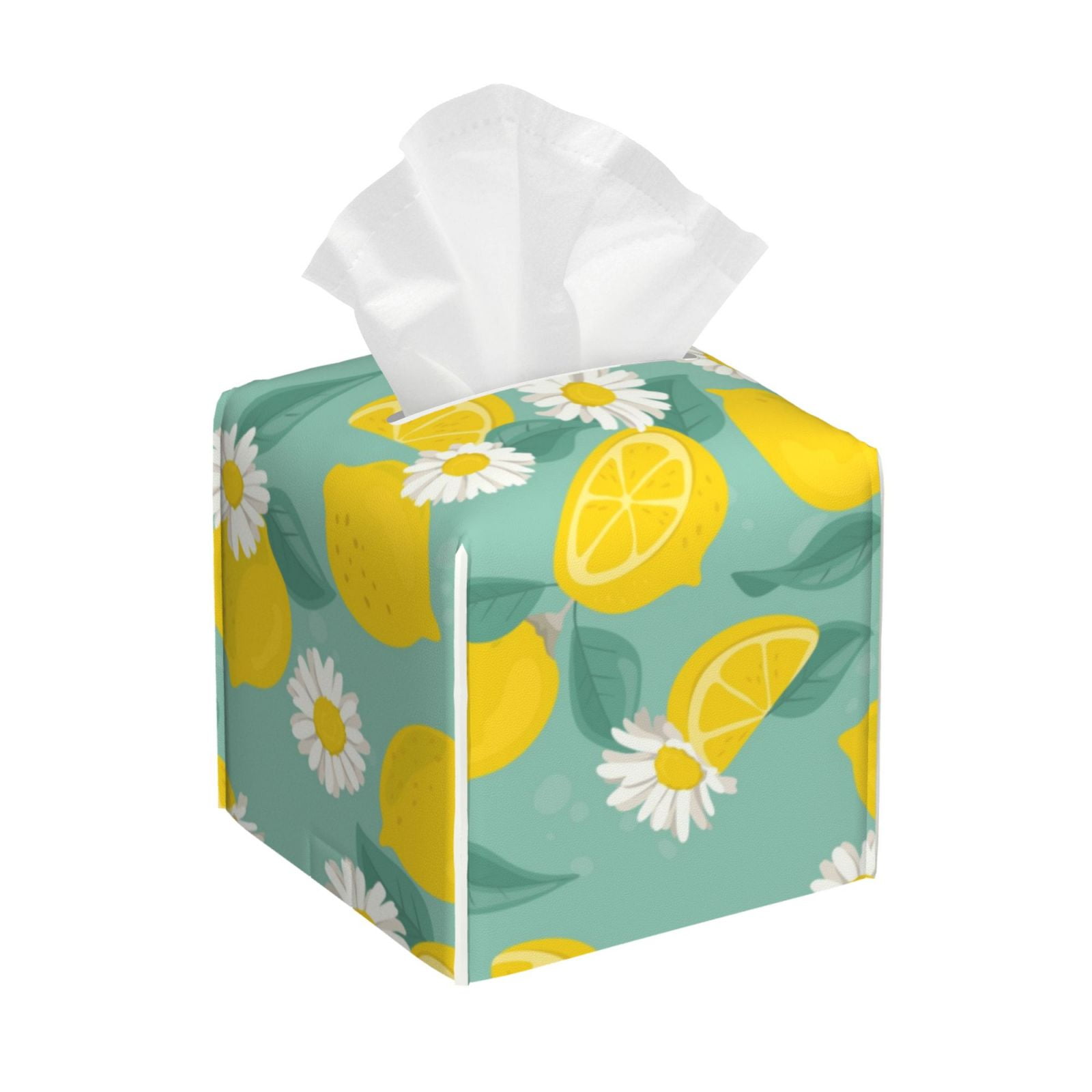 Naloa Lemons Chamomile Flowers And Leaves Tissue Box CoverLeather ...