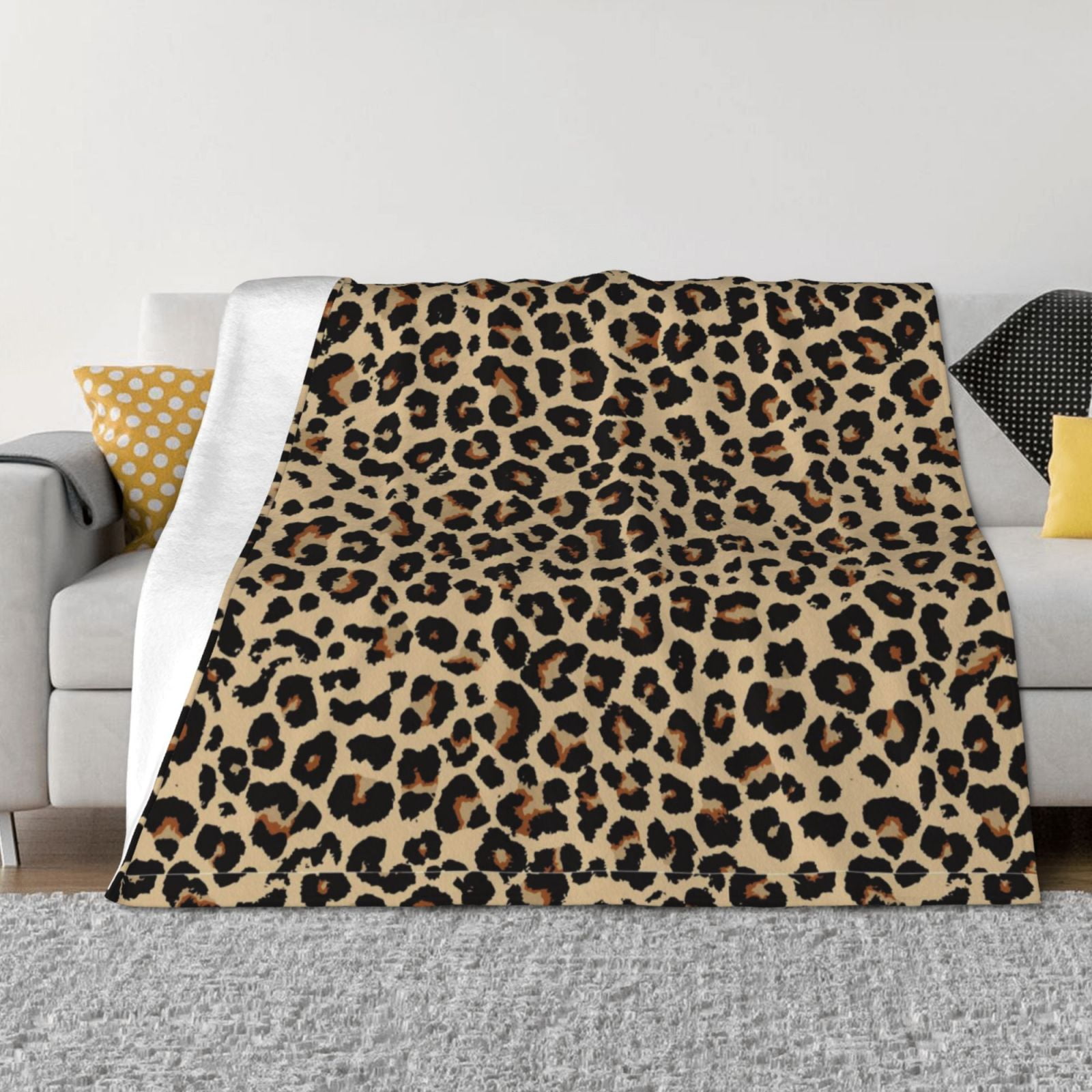Naloa Leopard Print-1 Flannel Blankets - Thick and Warm Blanket for Winter, Soft Fuzzy Plush ...