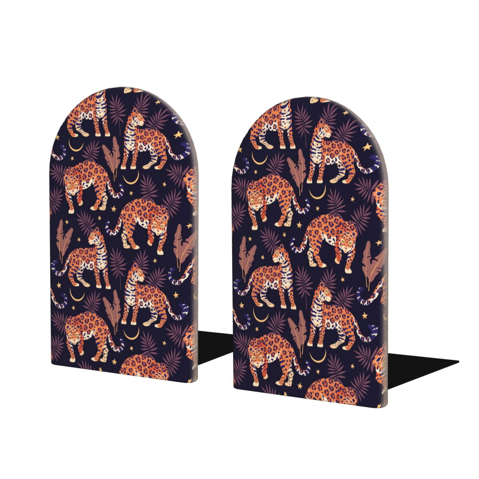 Naloa Leopard Print Wood Non-Skid Bookend for Shelves,Book Ends for ...