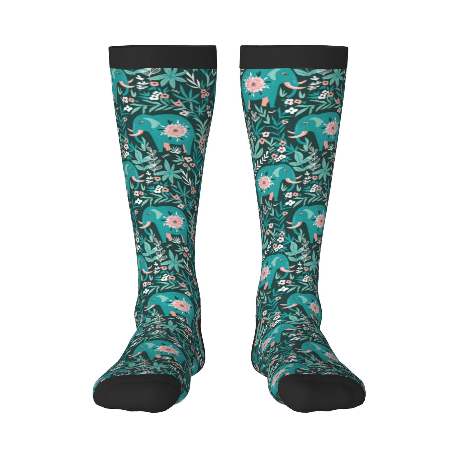 Naloa Lephants in the Jungle Thigh High Socks Extra Long Stretchy Sock ...