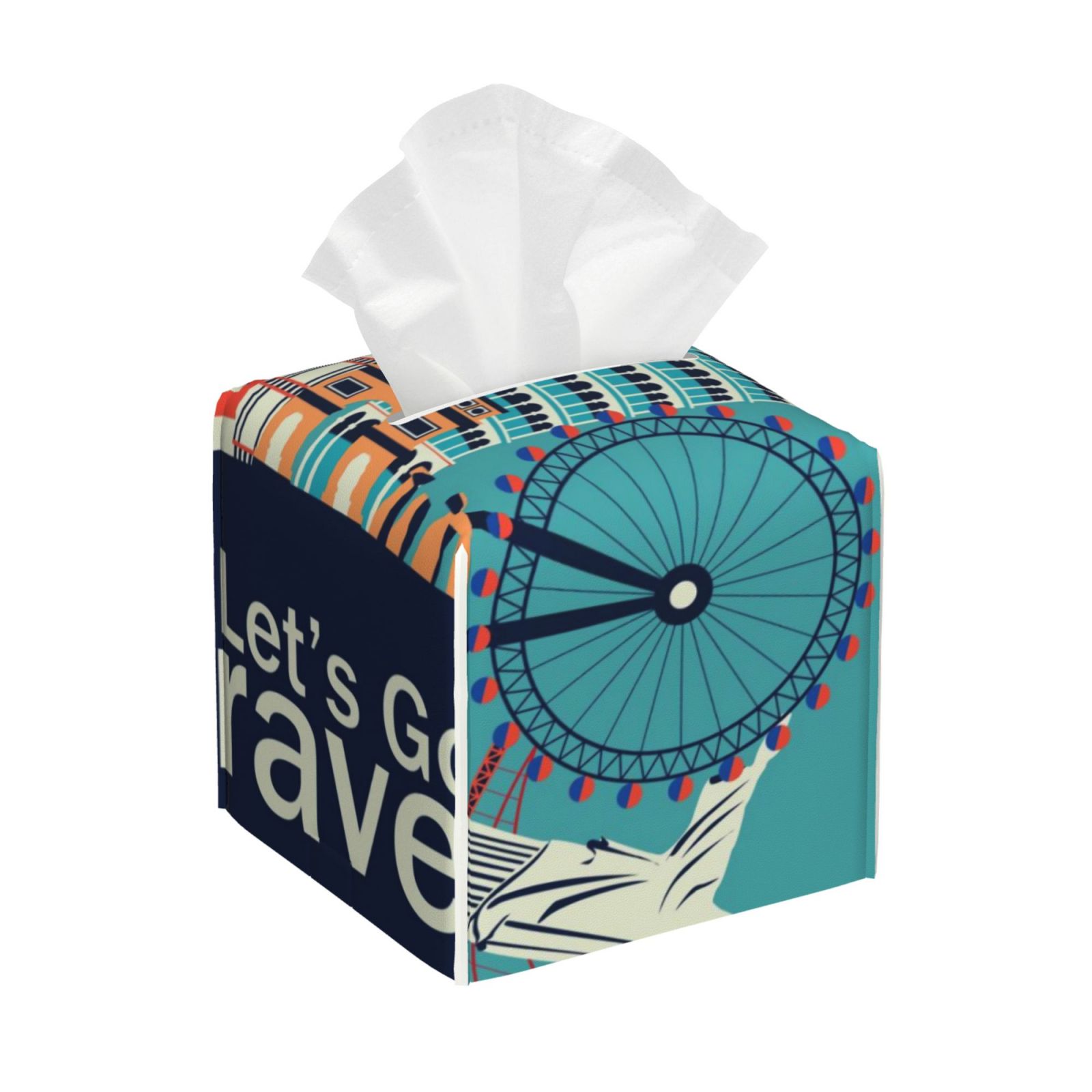 Naloa Let's go Travel Tissue Box CoverLeather Tissue Holder Square ...