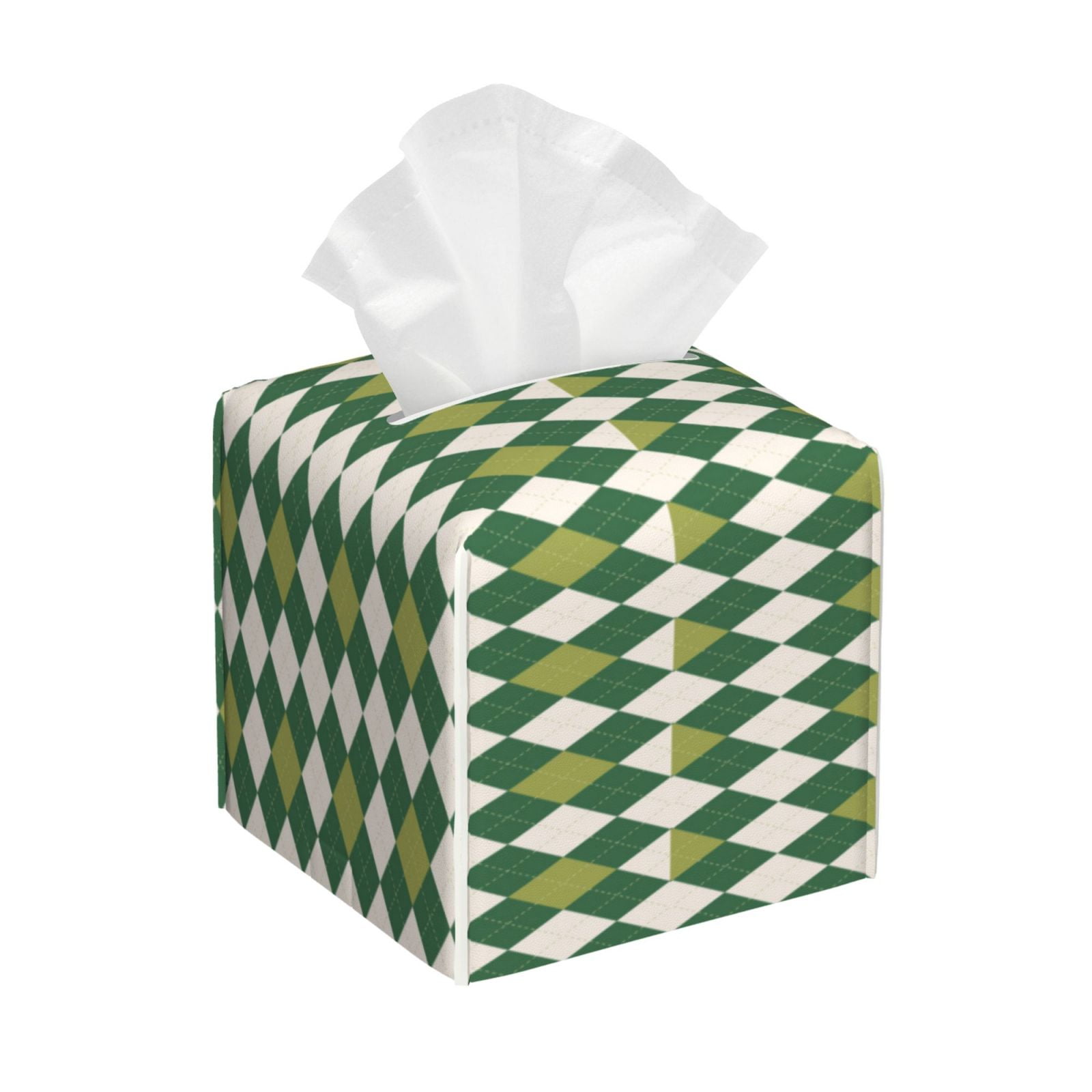 Naloa Light Green Squares Tissue Box CoverLeather Tissue Holder Square ...