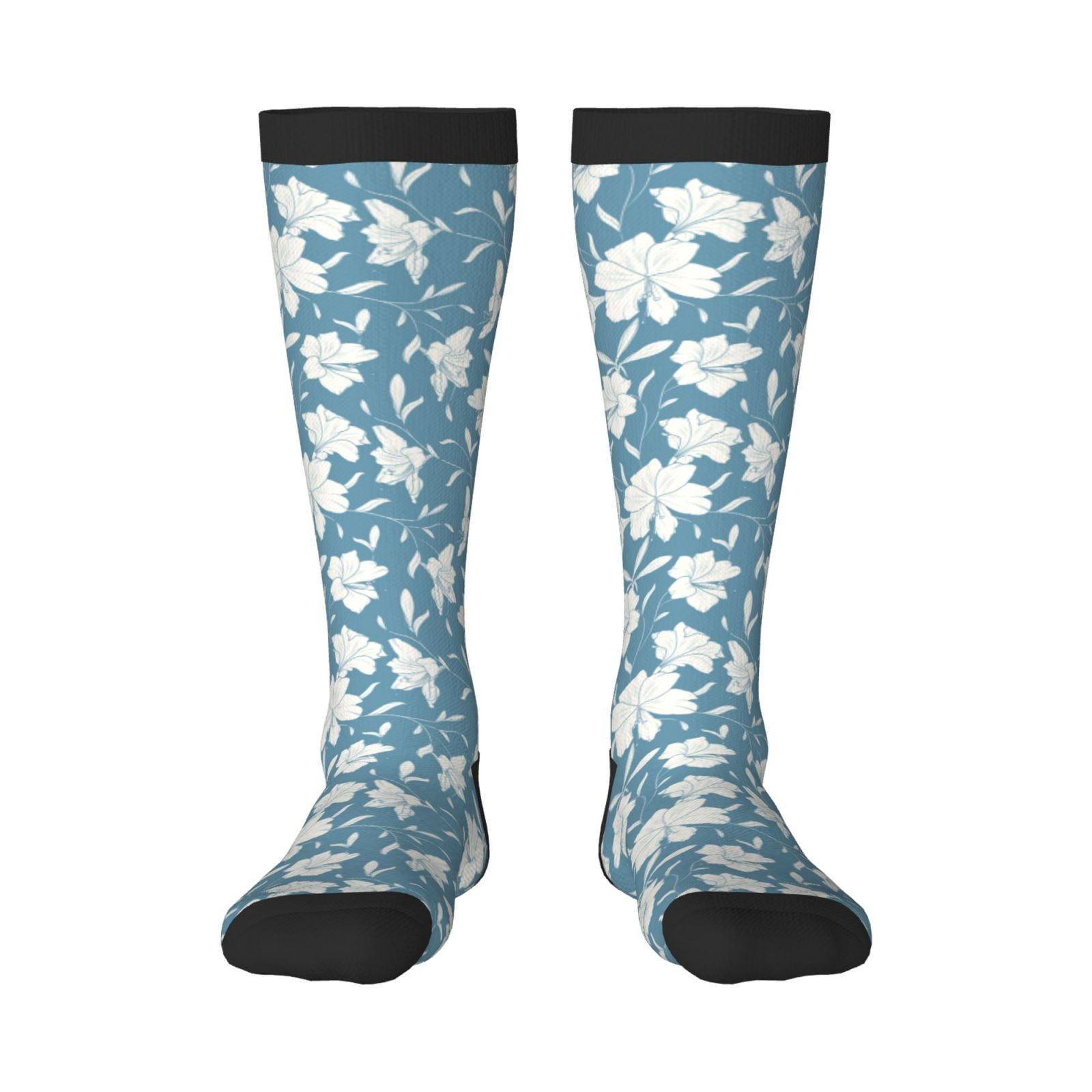 Naloa Lilies Flowers Thigh High Socks Extra Long Stretchy Sock Women ...