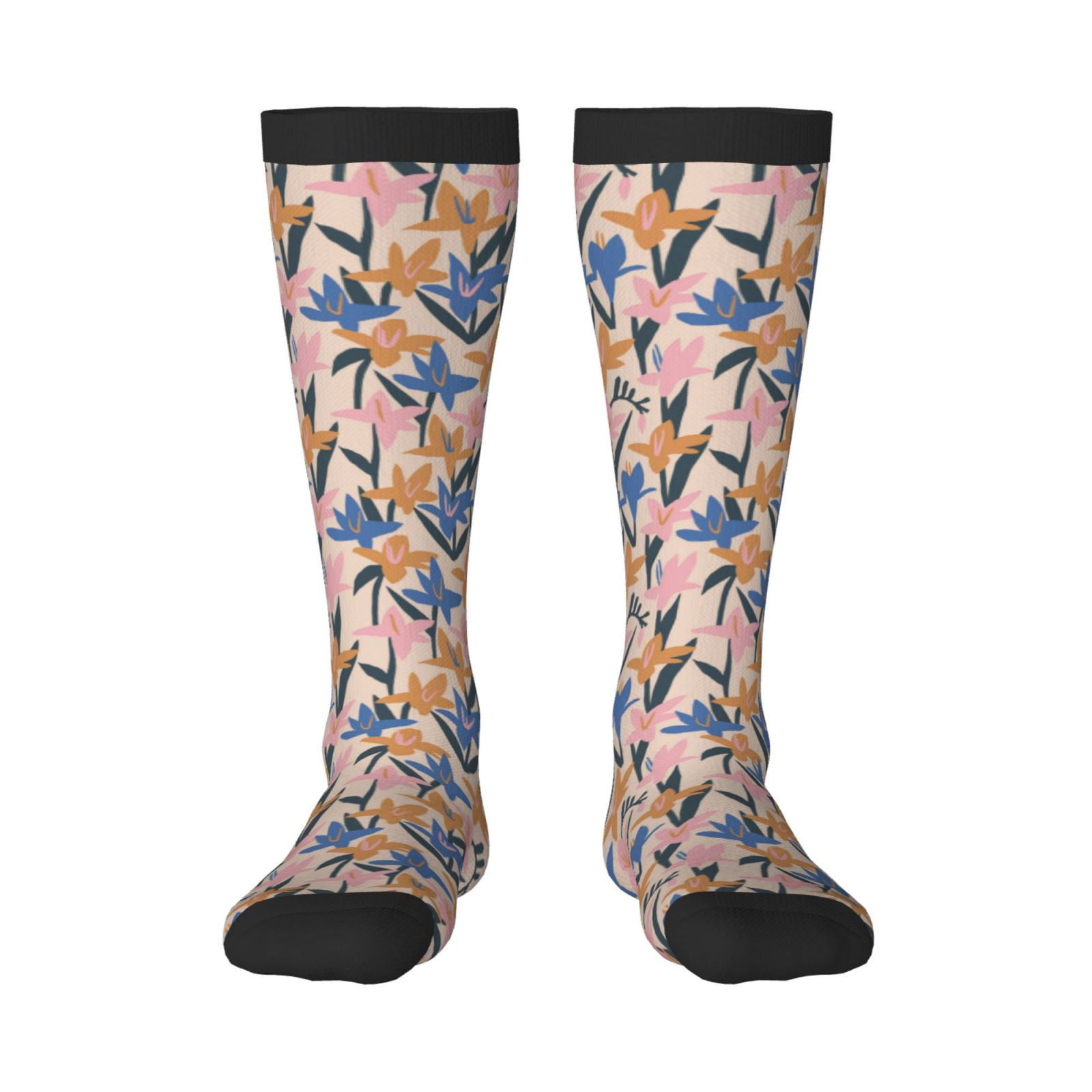 Naloa Lilies Flowers Thigh High Socks Extra Long Stretchy Sock Women ...