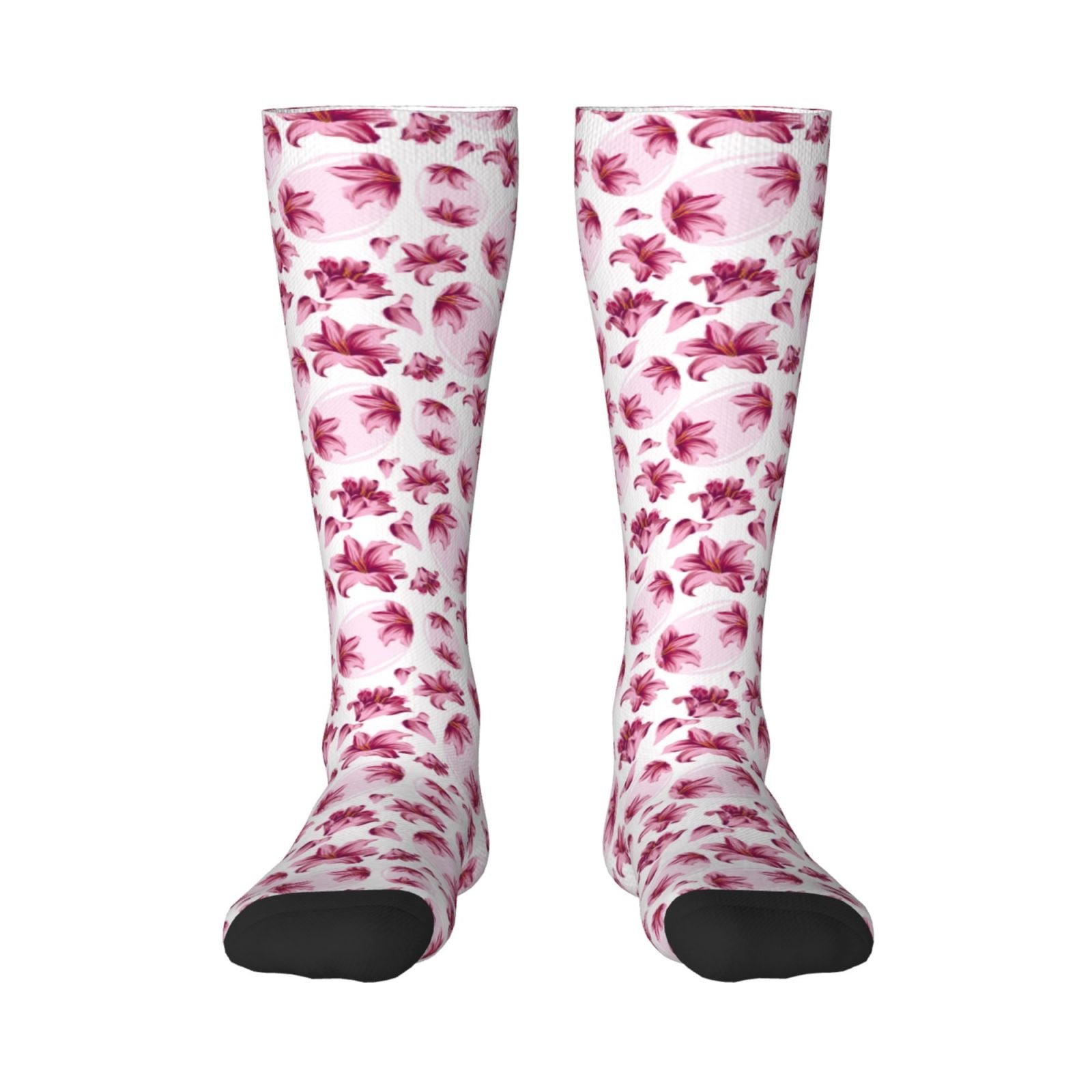 Naloa Lilies Flowers Thigh High Socks Extra Long Stretchy Sock Women ...