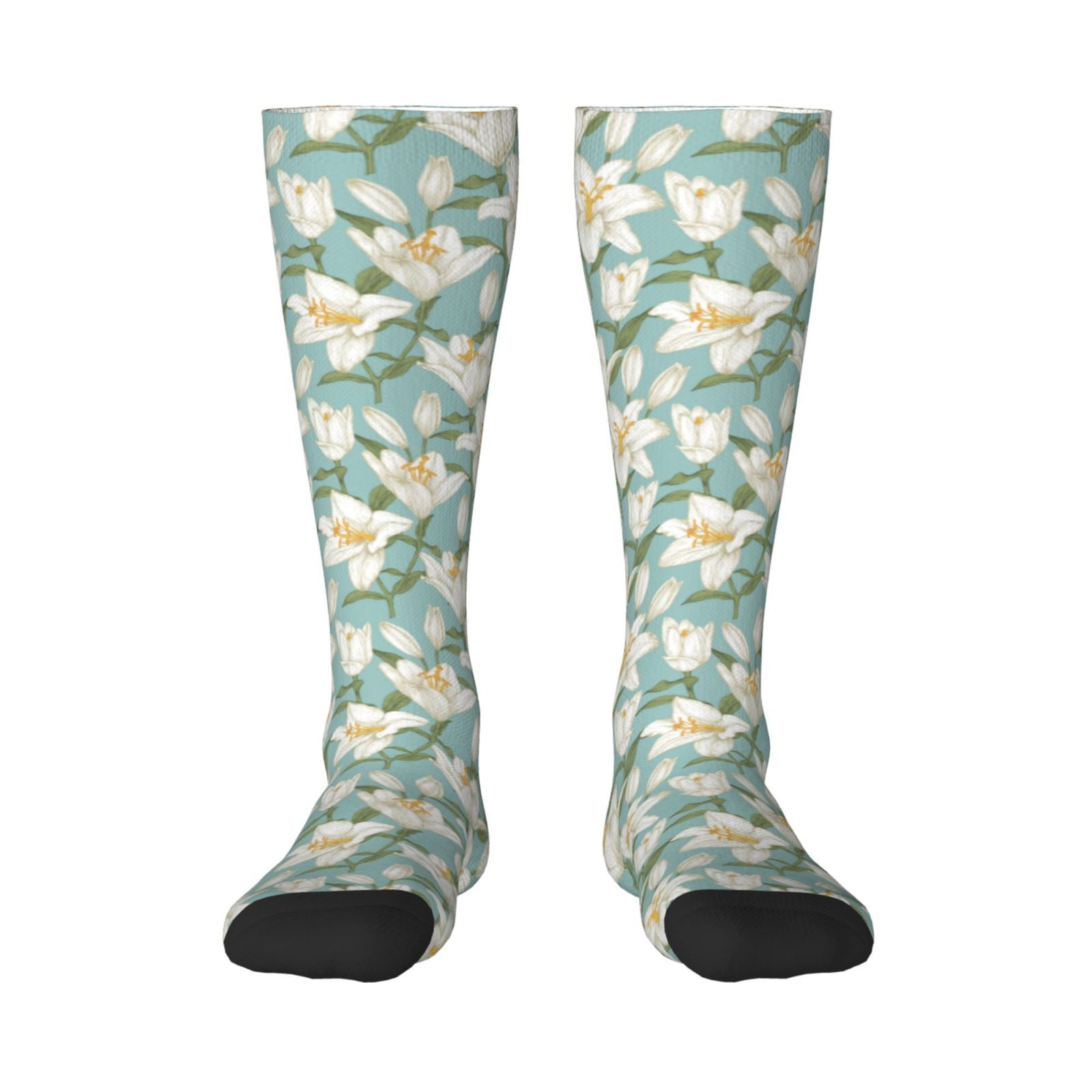 Naloa Lilies Flowers Thigh High Socks Extra Long Stretchy Sock Women ...