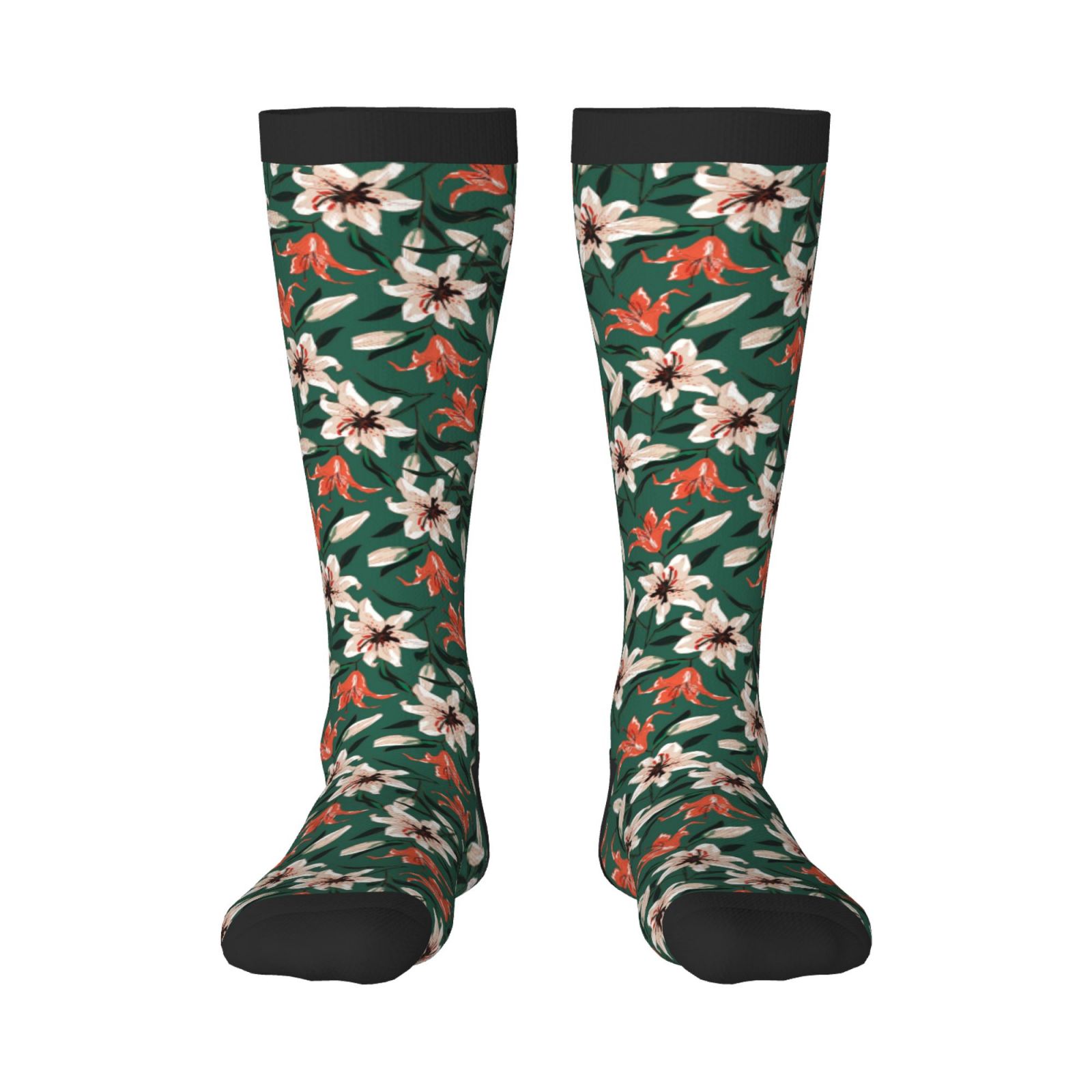 Naloa Lilies Flowers Thigh High Socks Extra Long Stretchy Sock Women ...