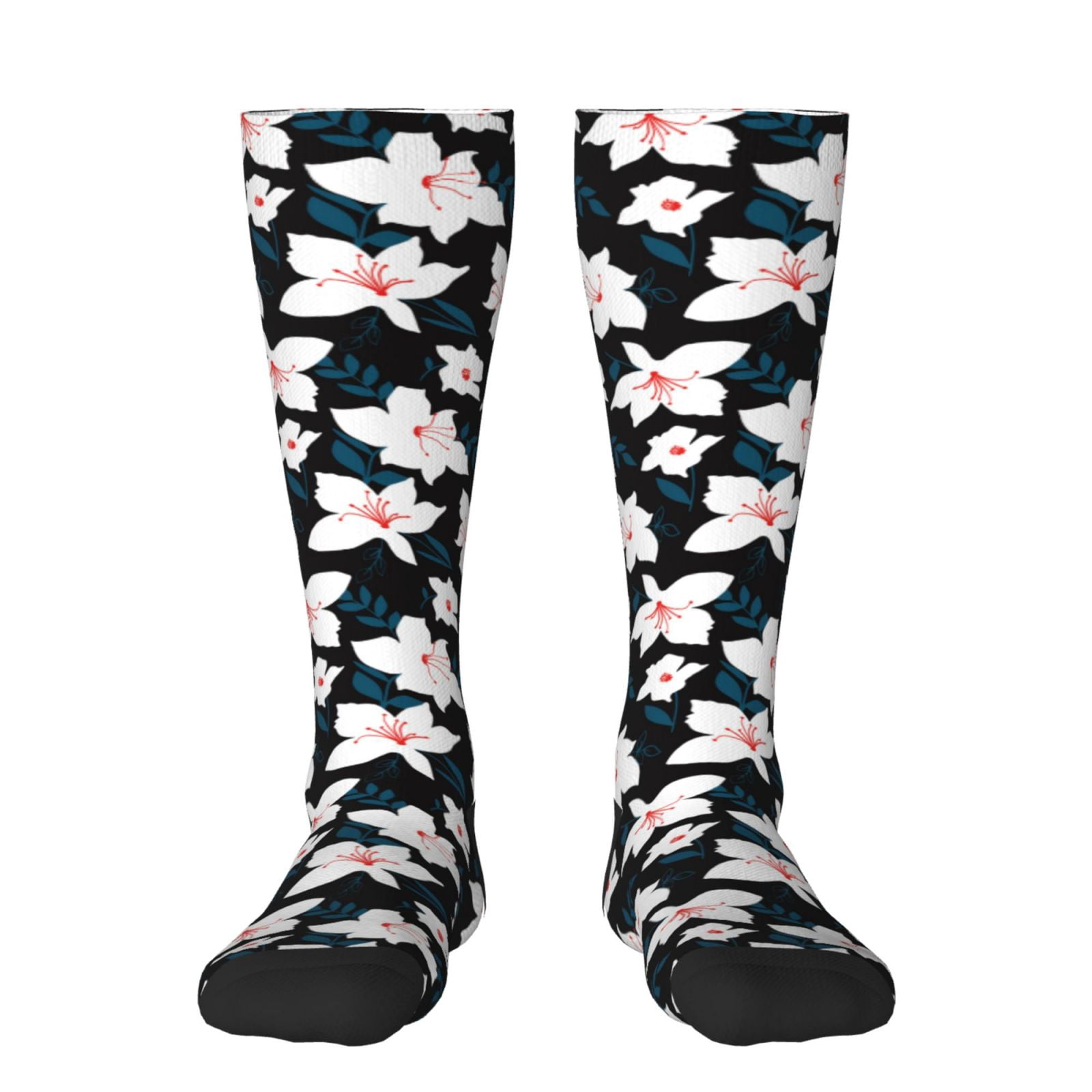 Naloa Lilies Flowers Thigh High Socks Extra Long Stretchy Sock Women ...