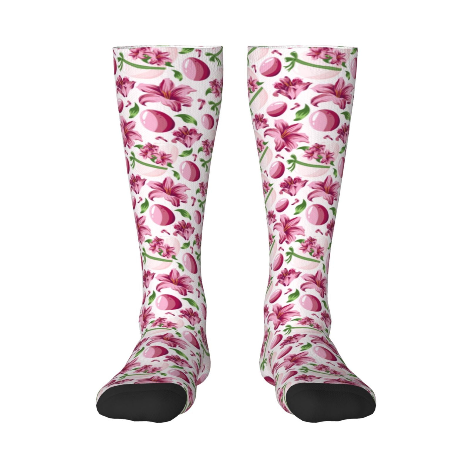 Naloa Lilies Flowers Thigh High Socks Extra Long Stretchy Sock Women ...