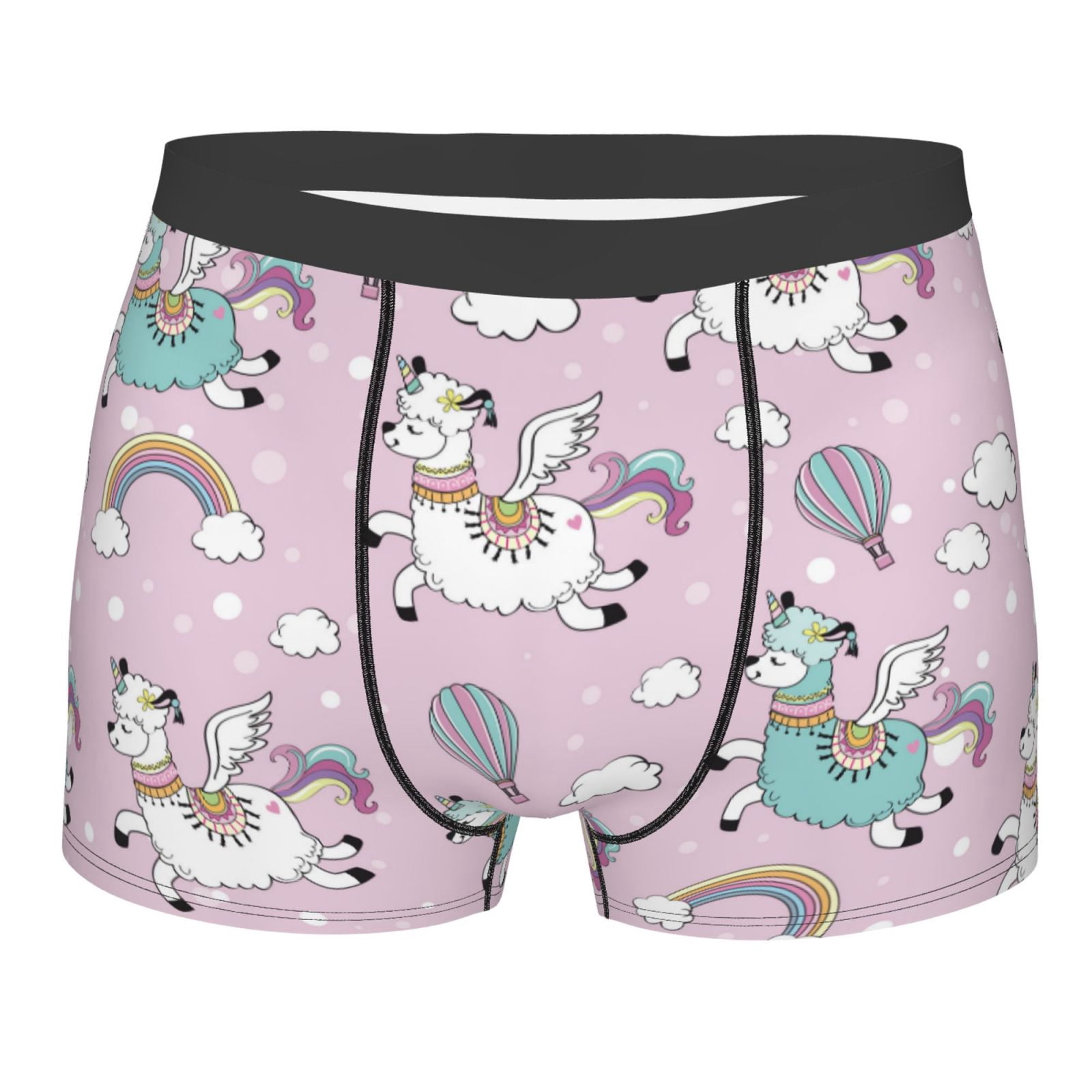 Naloa Llama Unicorn and Rainbow Print Mens Underwear - Boxers for Men ...