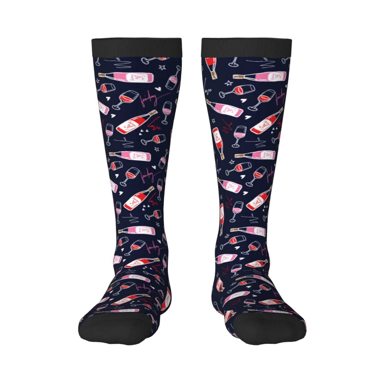 Naloa Love Wine Thigh High Socks Extra Long Stretchy Sock Women Over ...
