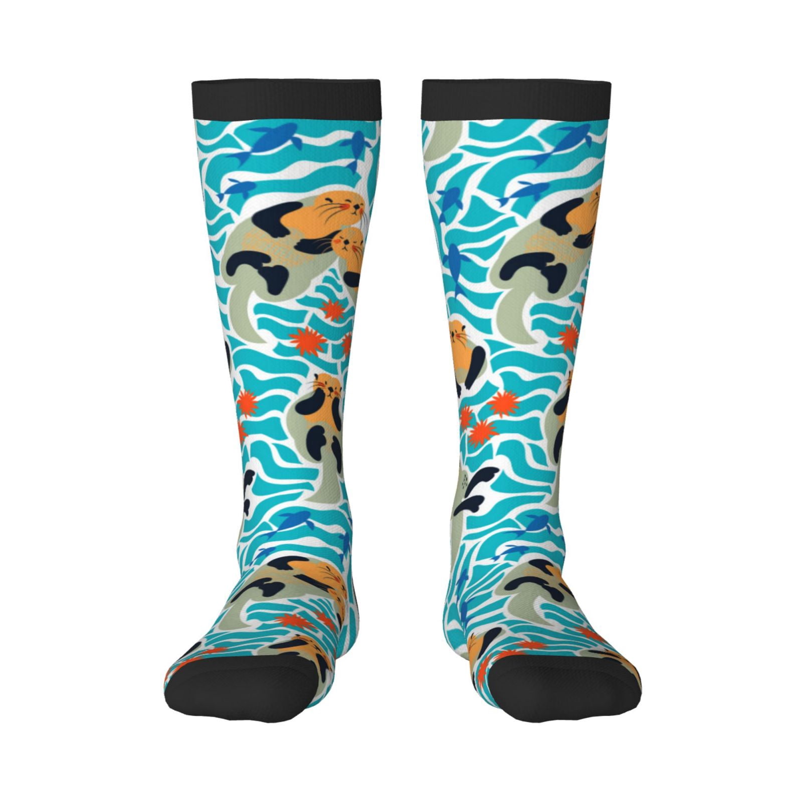 Naloa Lovely Sea Otters Thigh High Socks Extra Long Stretchy Sock Women ...