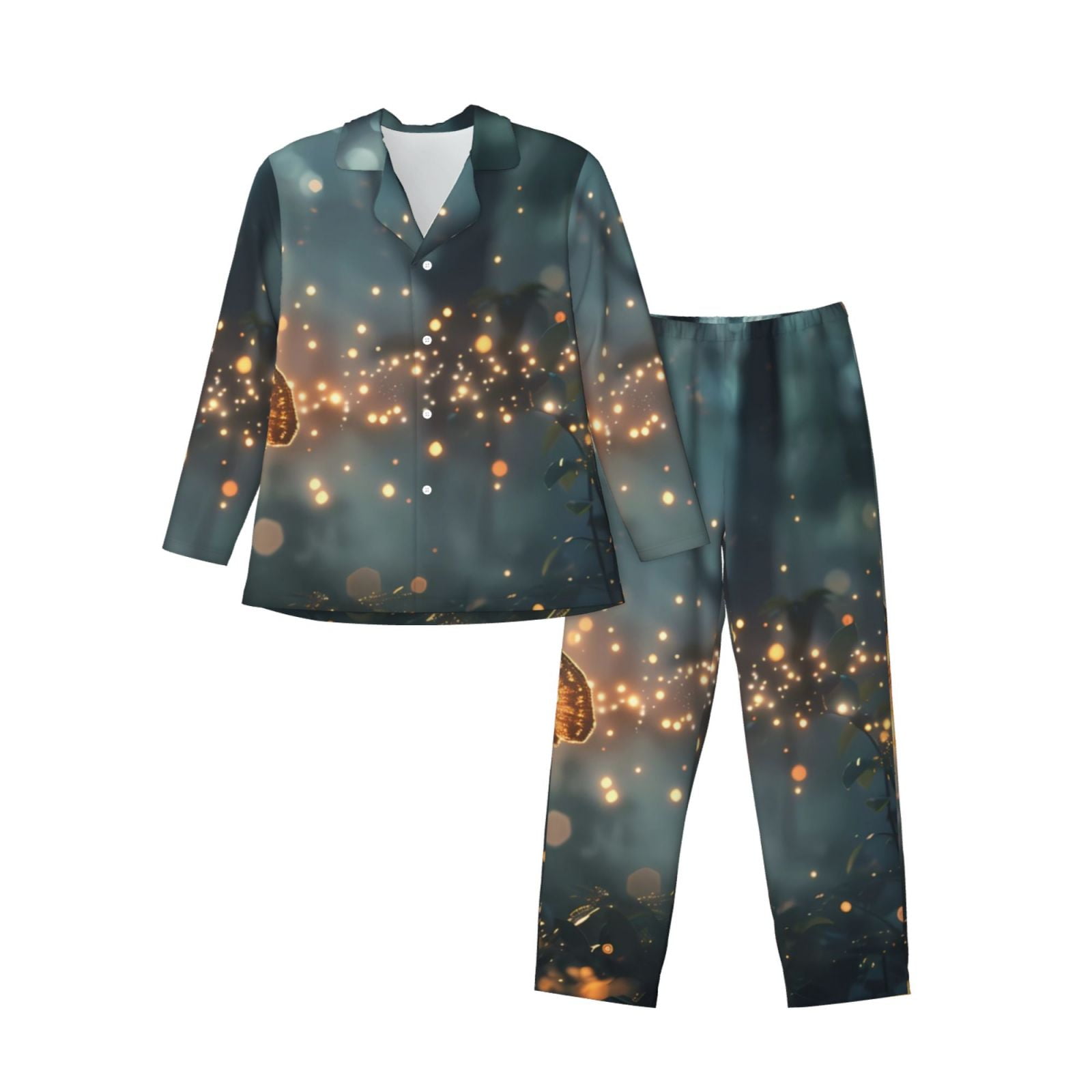 Naloa Magical Butterfly In Forest Men’s Pajamas Set - Long Sleeve ...