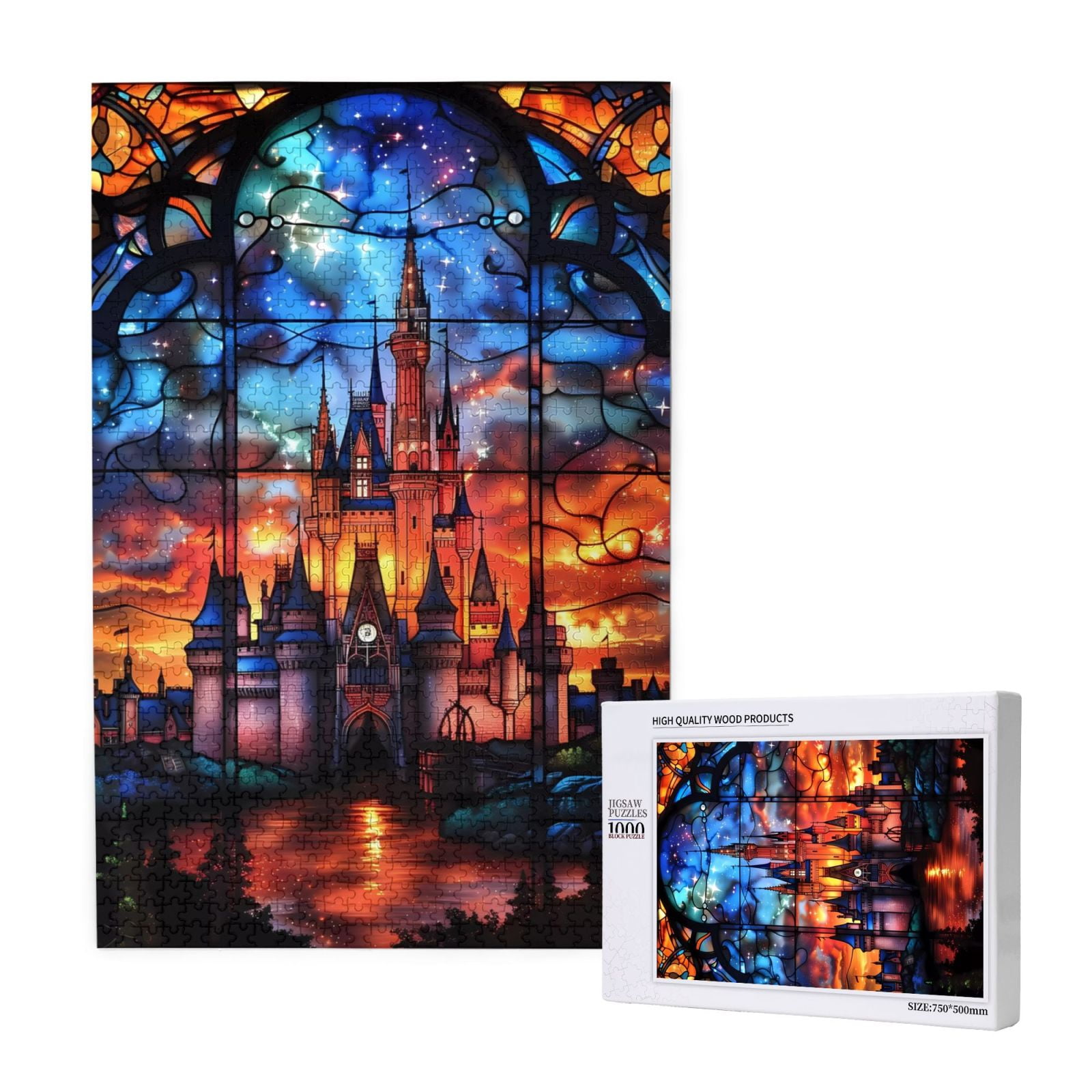 Naloa Magical Stained Glass Castle Custom Puzzles Personalized Puzzle ...